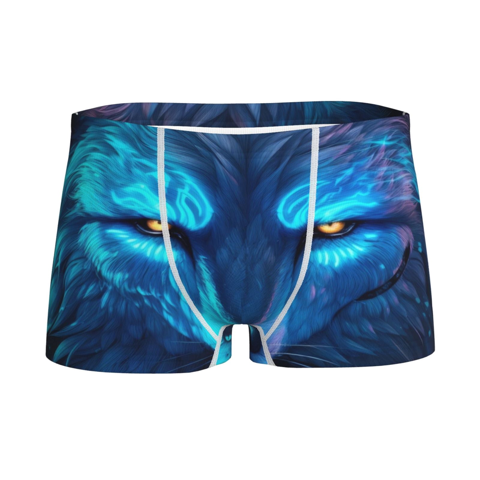 Logiee Futuristic Blue Light Wolf Print Boys' Boxer Briefs,Tween Boy ...