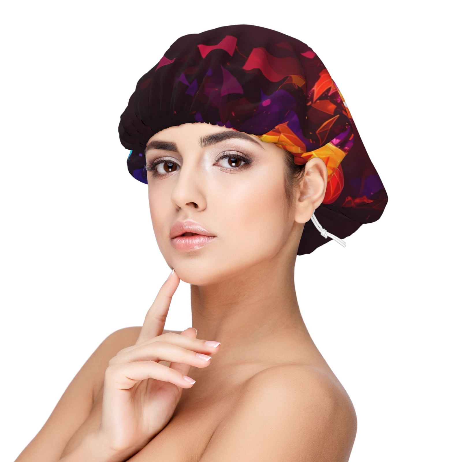 Logiee Futuristic Red And Blue Bird Print Silk Bonnet Satin Bonnet for ...