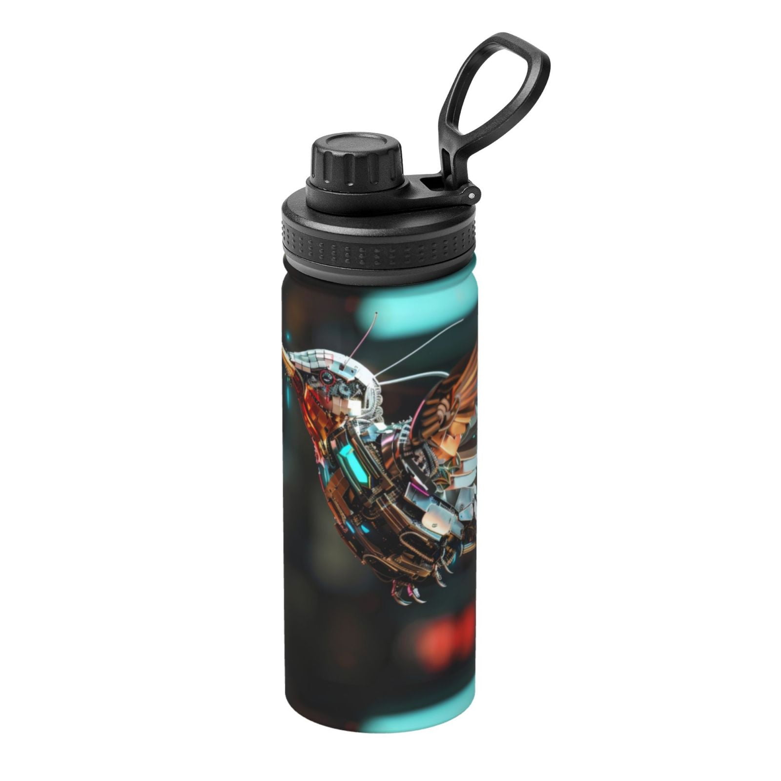 Logiee Futuristic Robot Hummingbird Print Water Bottle,18oz Sports ...