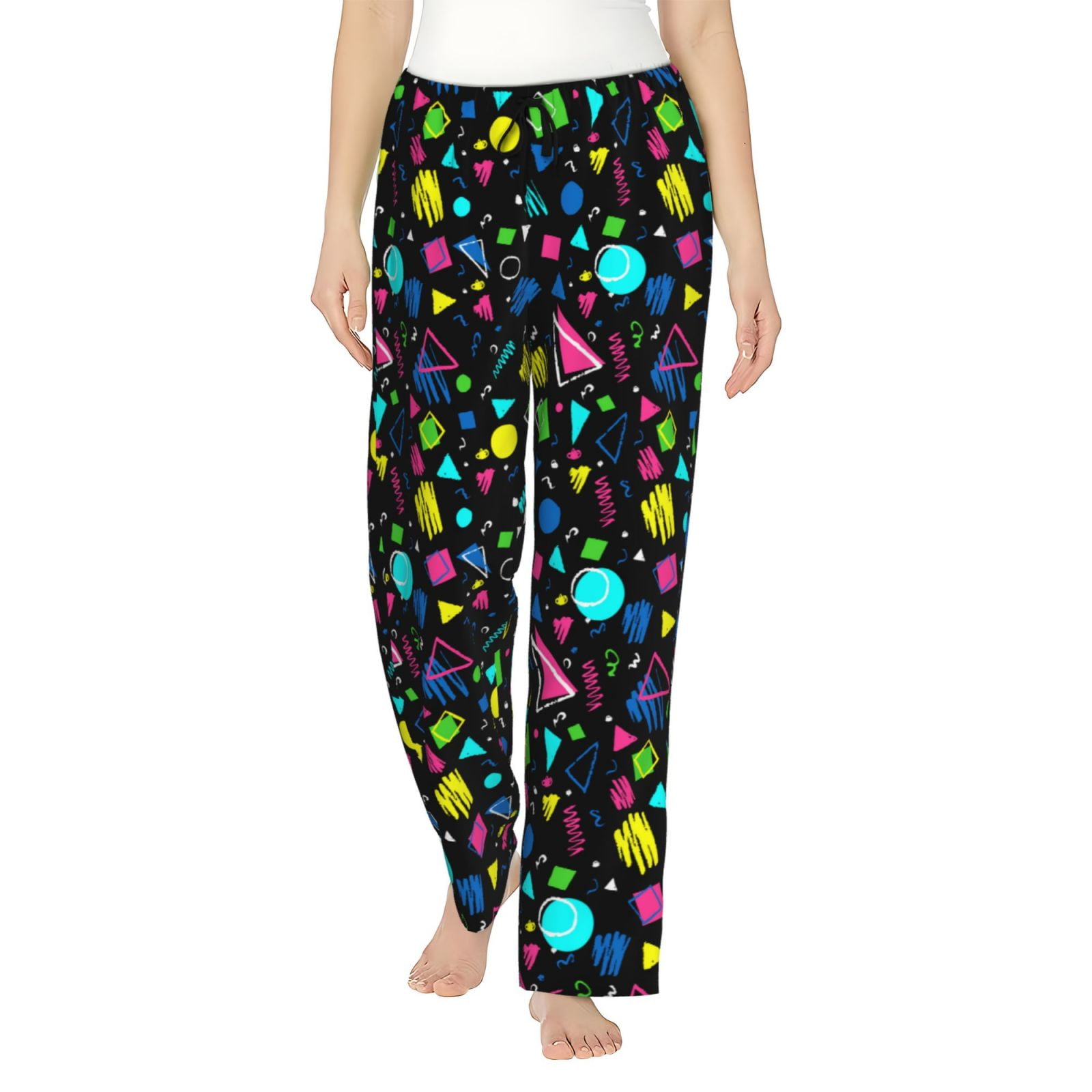 Logiee Geometric 1980s Styled Print Women Pajama Pants,Comfy Pj Bottom ...