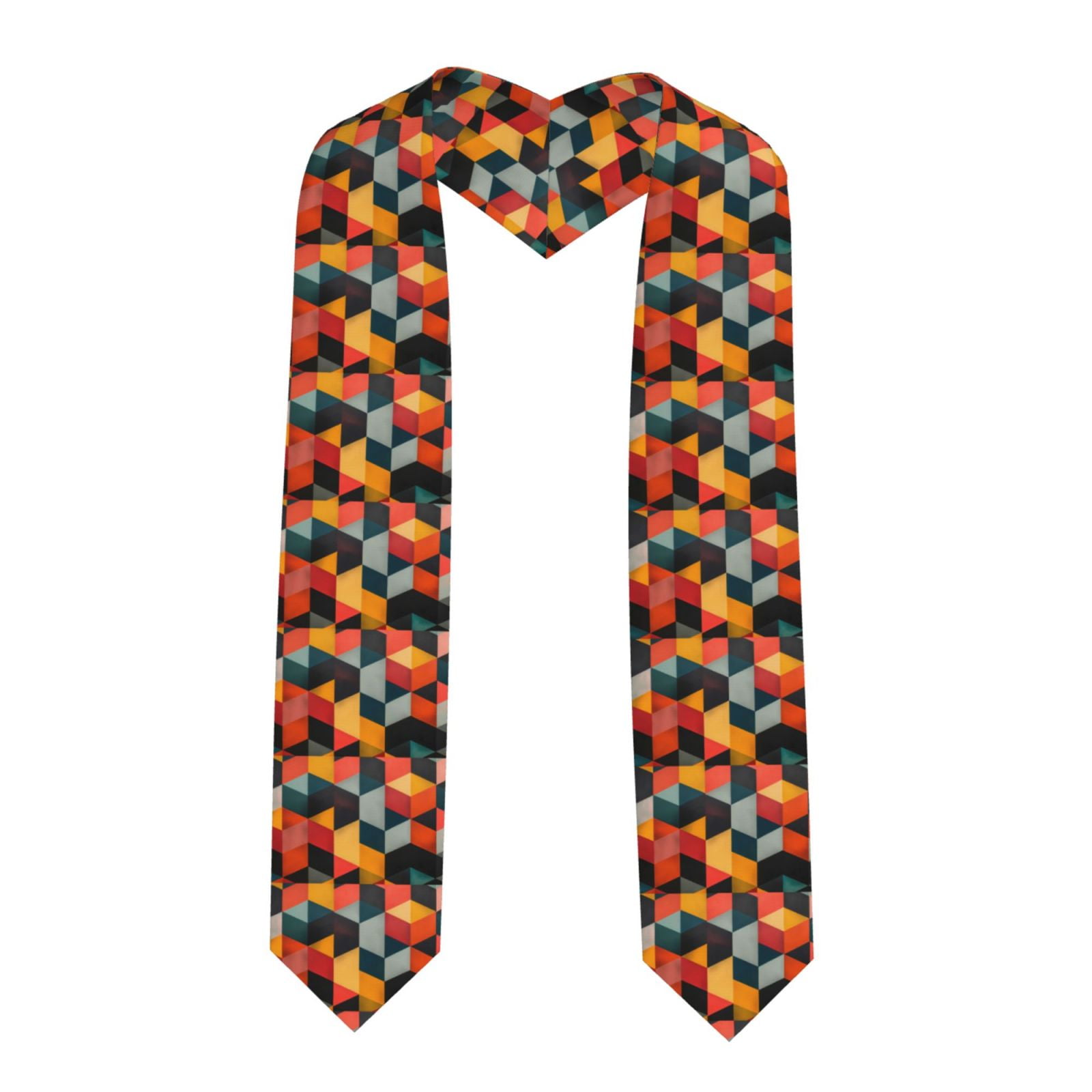 Logiee Geometric Cube Pattern Art Print Unisex Adult Graduation Stole ...
