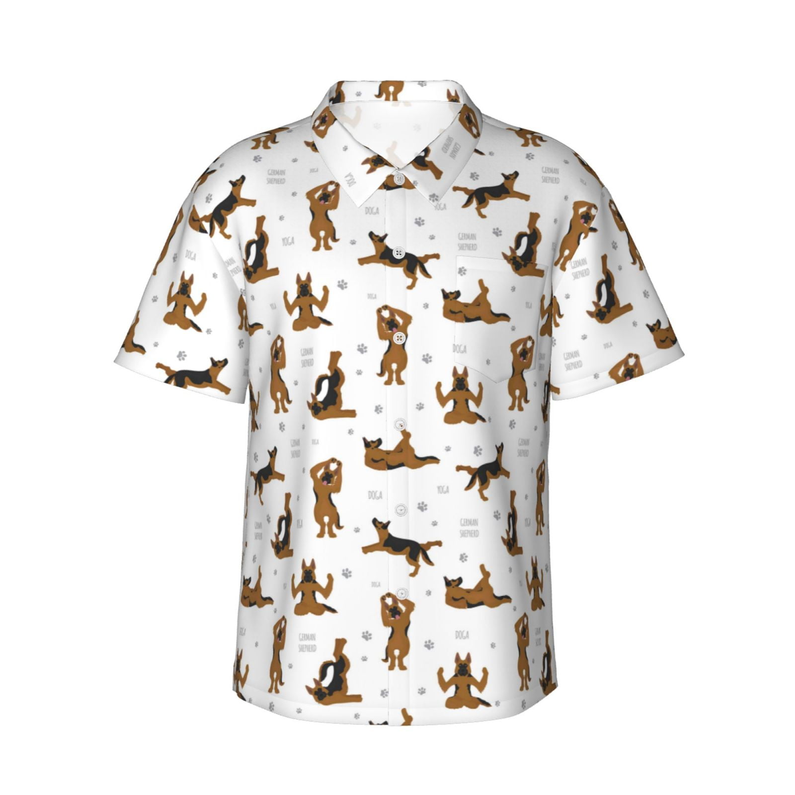 Logiee German Shepherd Dog Print Mens Hawaiian Shirts,Loose-Fit Short ...