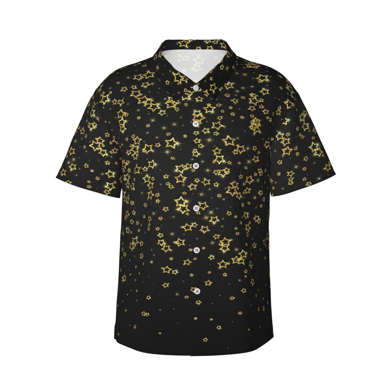 Logiee Glittering stars Print Mens Hawaiian Shirts,Loose-Fit Short ...