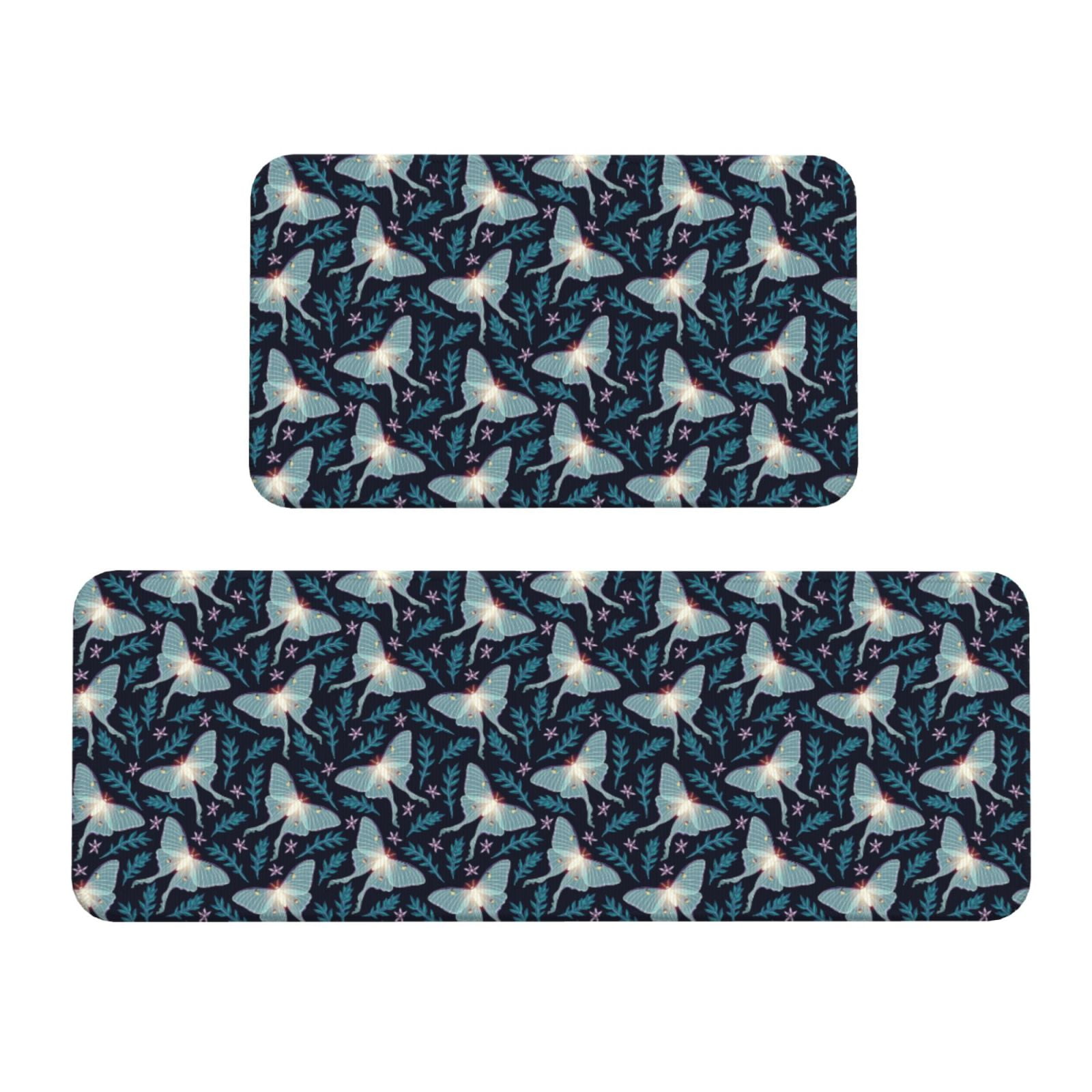 Logiee Glowing Butterfly Print Kitchen Mats for Floor Sets of 2 ...