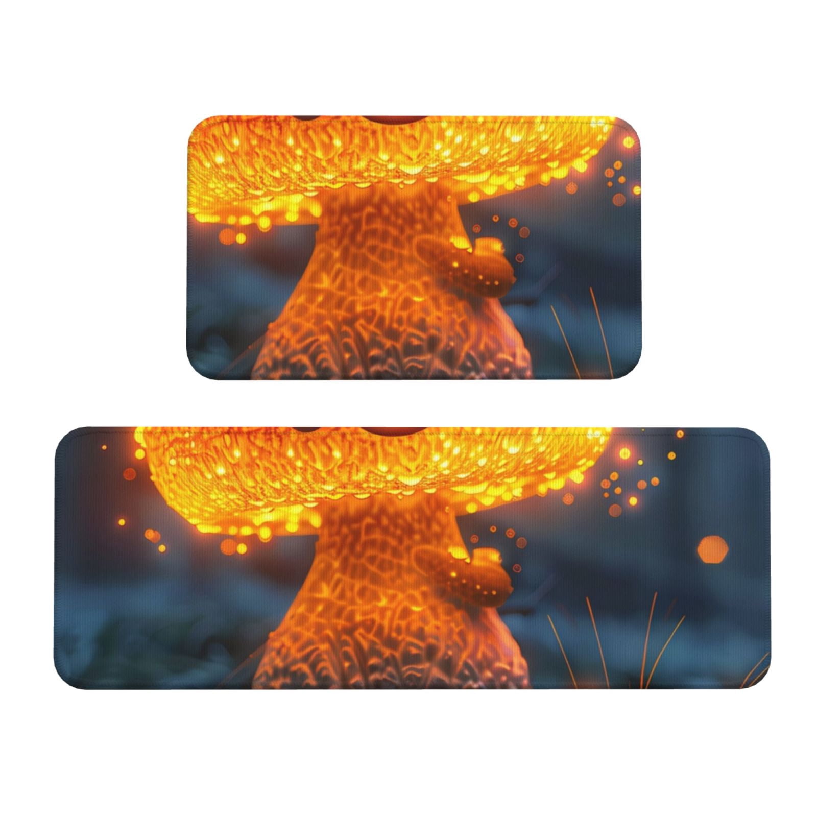 Logiee Glowing Mushroom In Forest Print Kitchen Mats for Floor Sets of ...