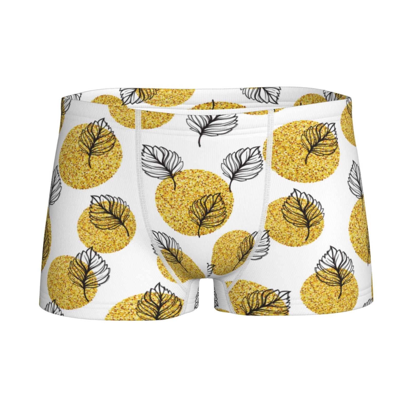 Logiee Gold Dots and Leaves Print Boys' Boxer Briefs,Tween Boy Underwear-Small - Walmart.com
