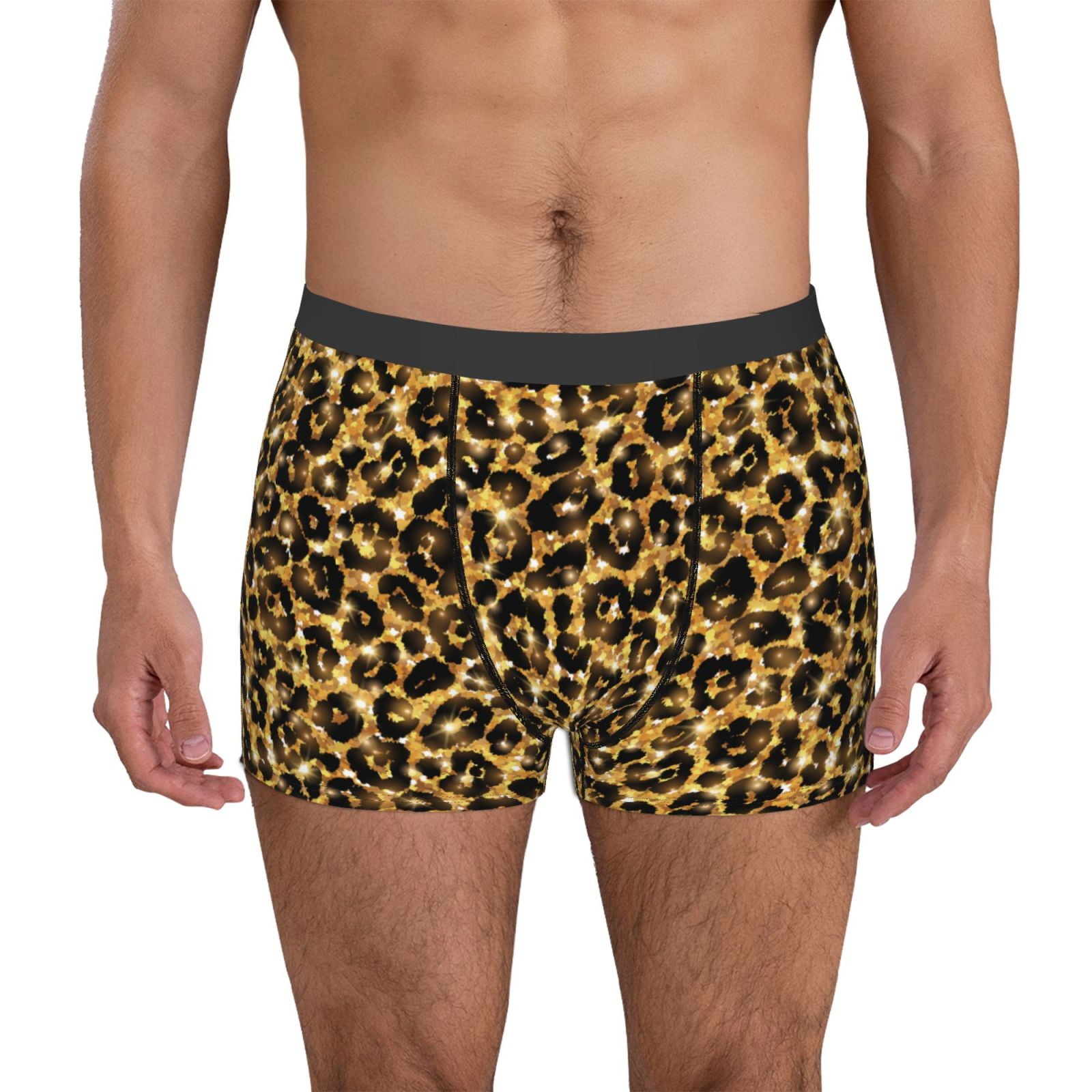 Logiee Gold Glitter Leopard Print Mens Boxer Briefs,Boxer Briefs for ...