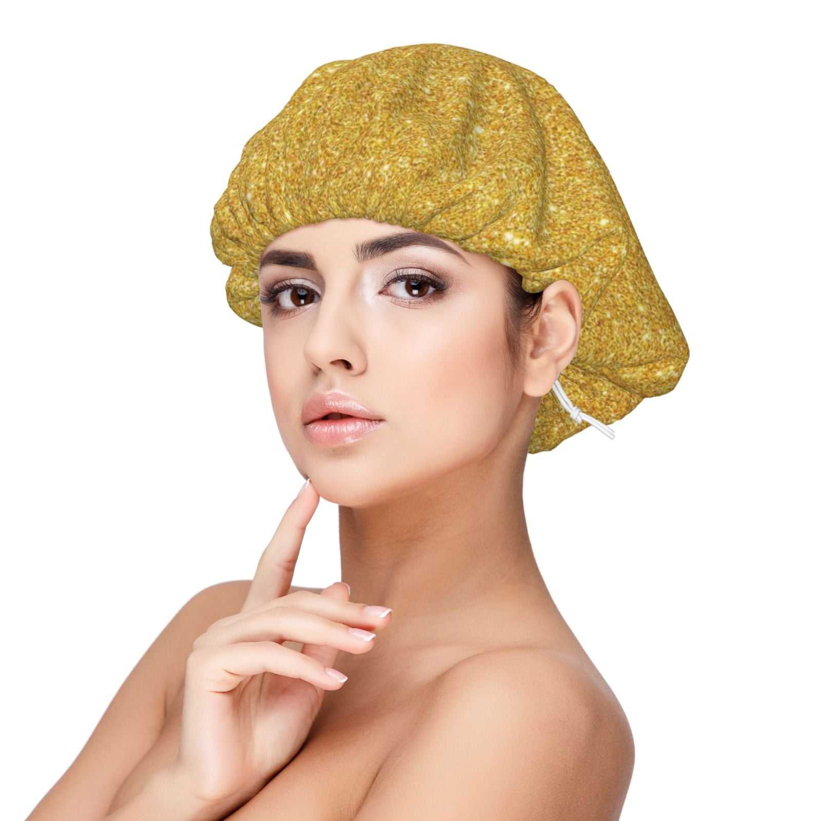 Logiee Gold Shiny Print Silk Bonnet Satin Bonnet for Sleeping Women and ...