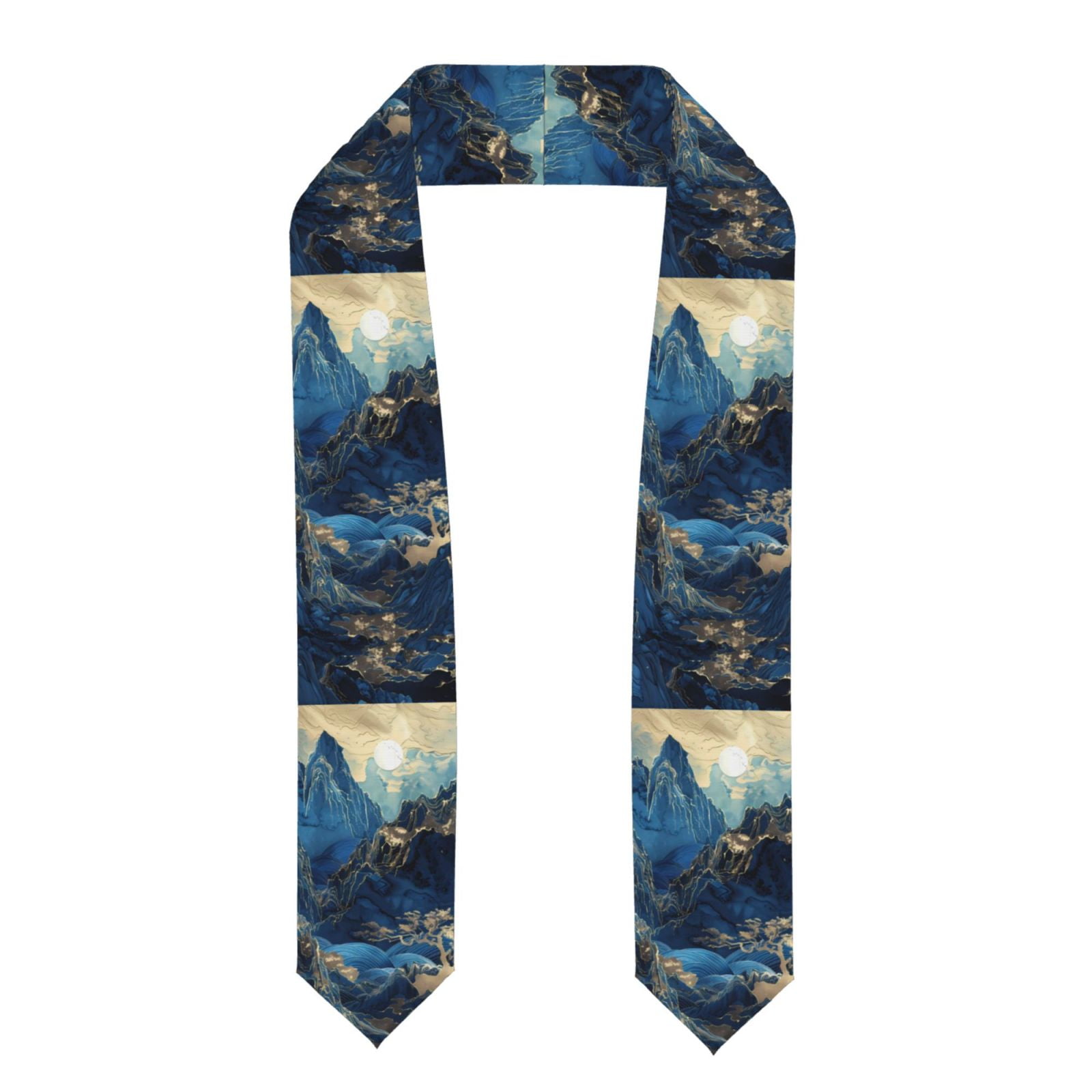 Logiee Golden Blue Mountains Print Unisex Adult Graduation Stole Shawl ...