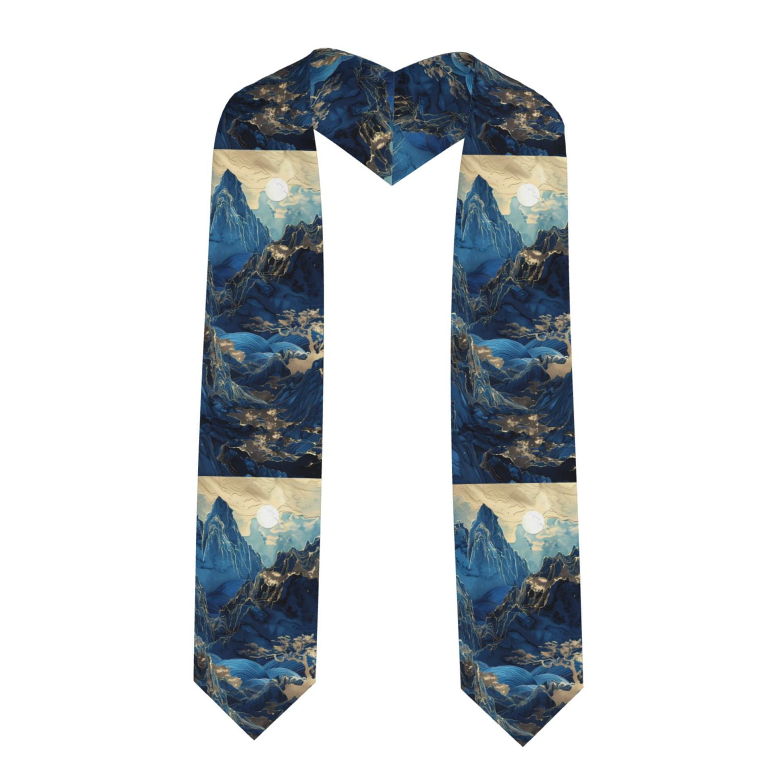 Logiee Golden Blue Mountains Print Unisex Adult Graduation Stole Shawl ...