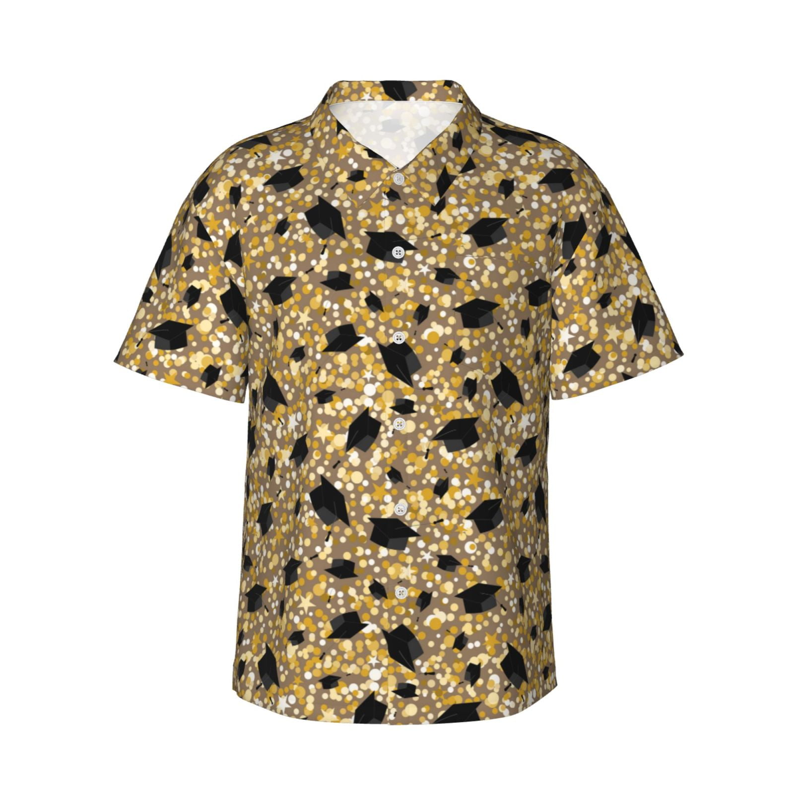 Logiee Graduation Hats3 Print Mens Hawaiian Shirts,Loose-Fit Short ...