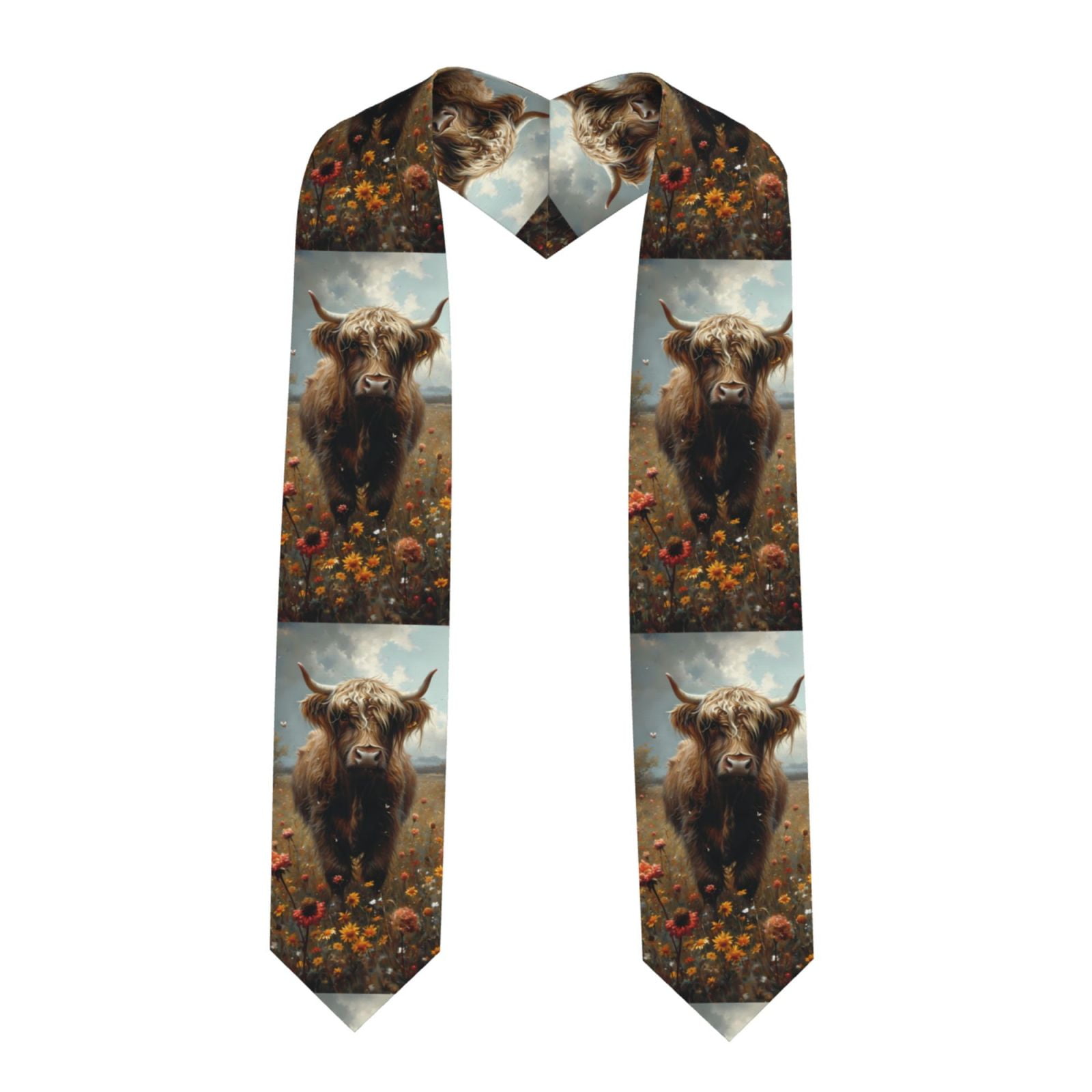 Logiee Grassland Sunflower Cow Print Unisex Adult Graduation Stole ...