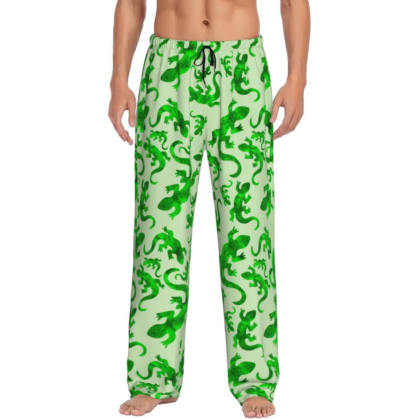 Logiee Green Lizard Print Pajama Pants for Men,Men’s Pajama Bottoms ...