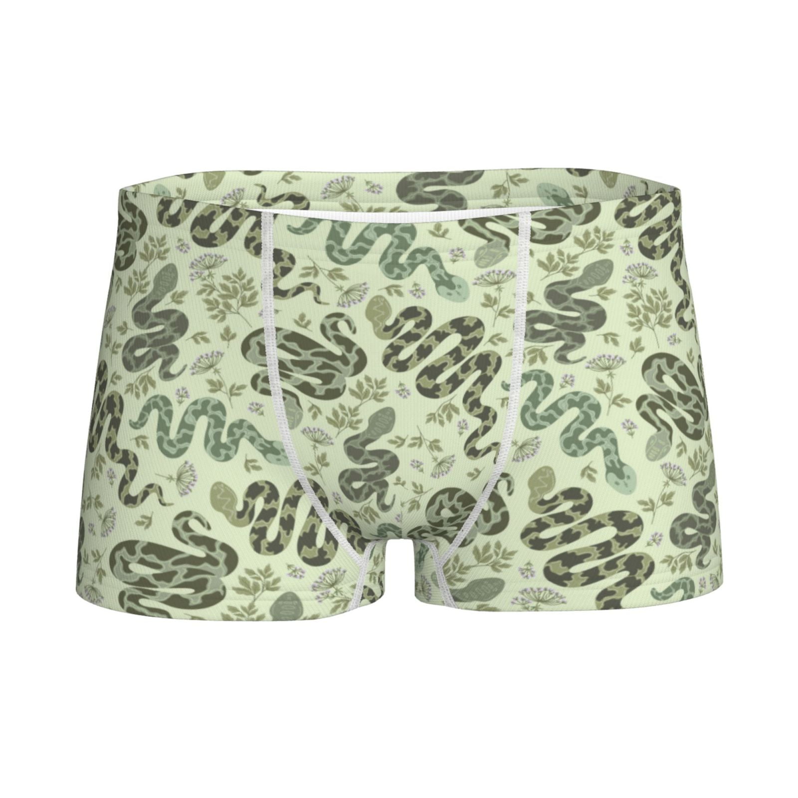 Logiee Green Snake Print Boys' Boxer Briefs,Tween Boy Underwear ...