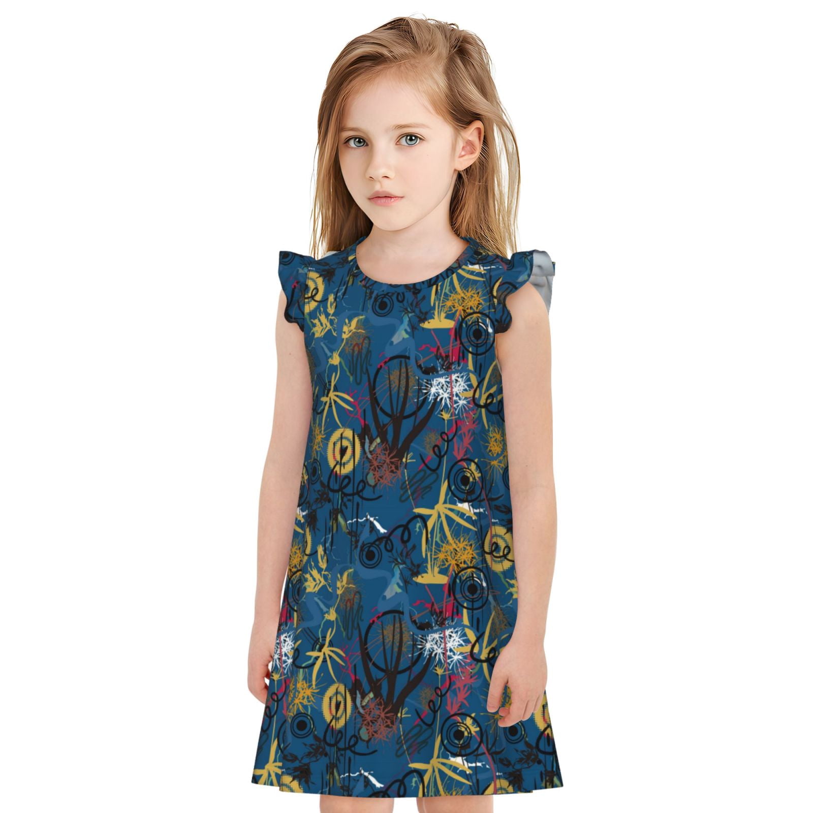 Logiee Halloween Elements Print Girls Nightgowns,Casual Dress Flutter ...