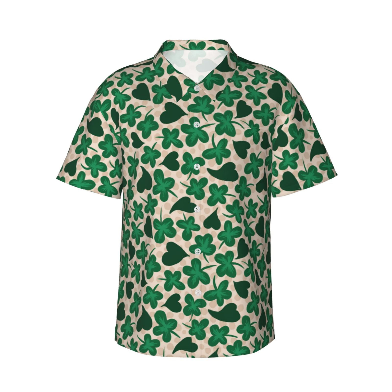 Logiee Happy St. Patrick's Day Print Mens Hawaiian Shirts,Loose-Fit ...