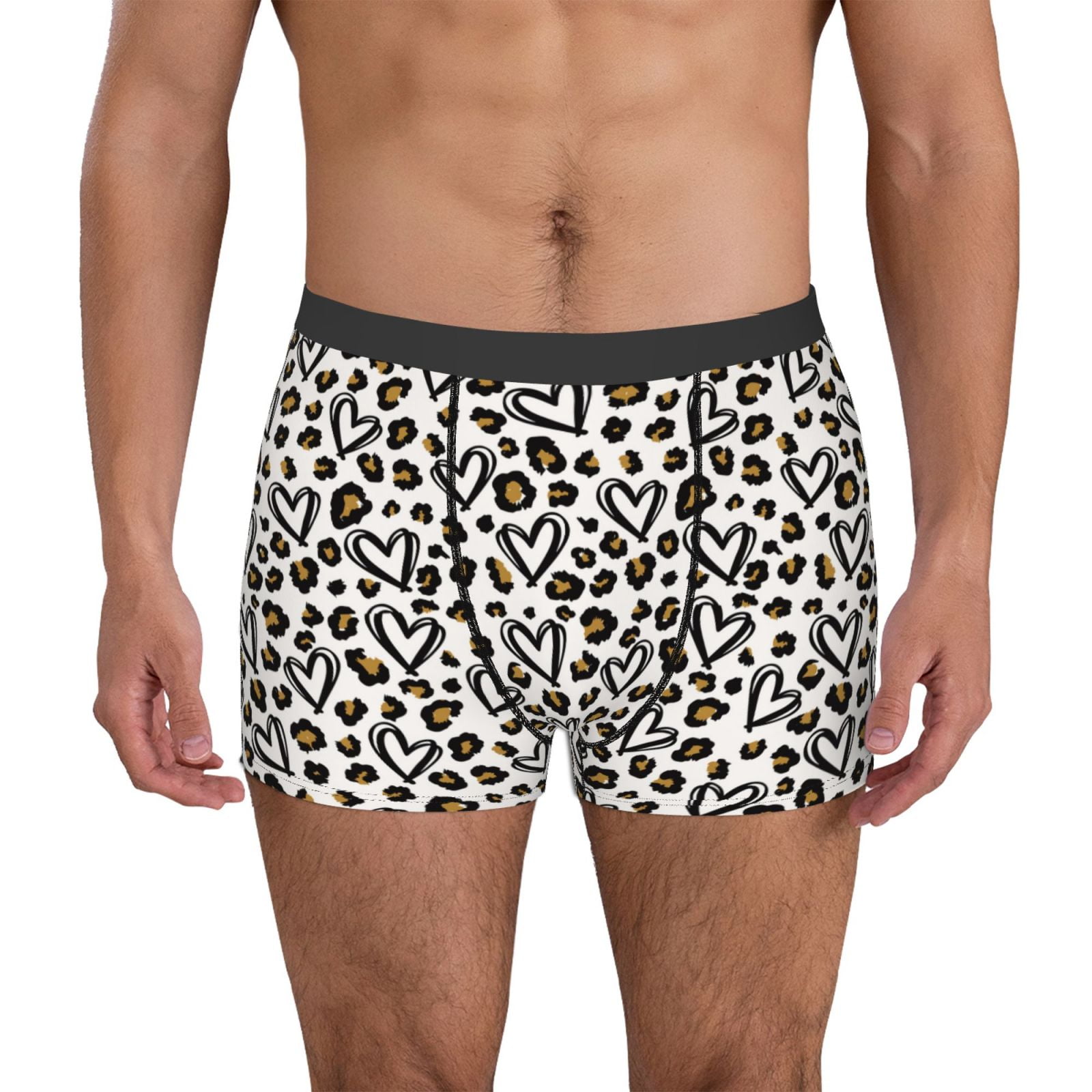Logiee Heart Leopard Print Mens Boxer Briefs,Boxer Briefs for Men ...