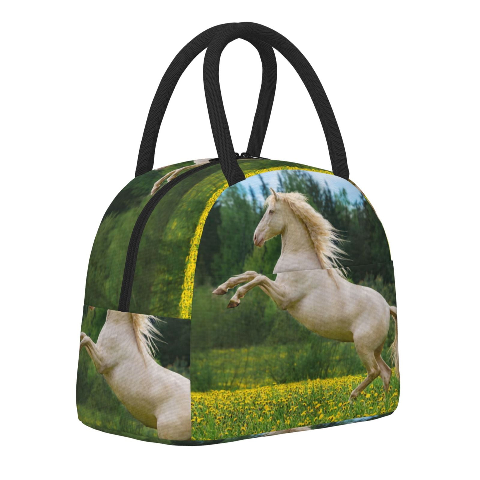Logiee Horse Rearing Up In The Field Print Lunch Bag for Women & Men ...