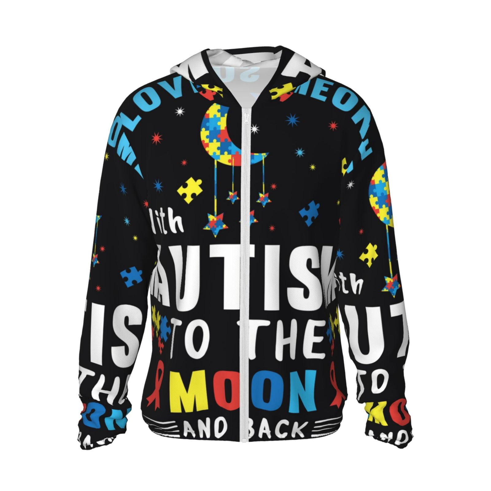 Logiee I Love With Autism To The Moon And Back Print Men's Women Light ...