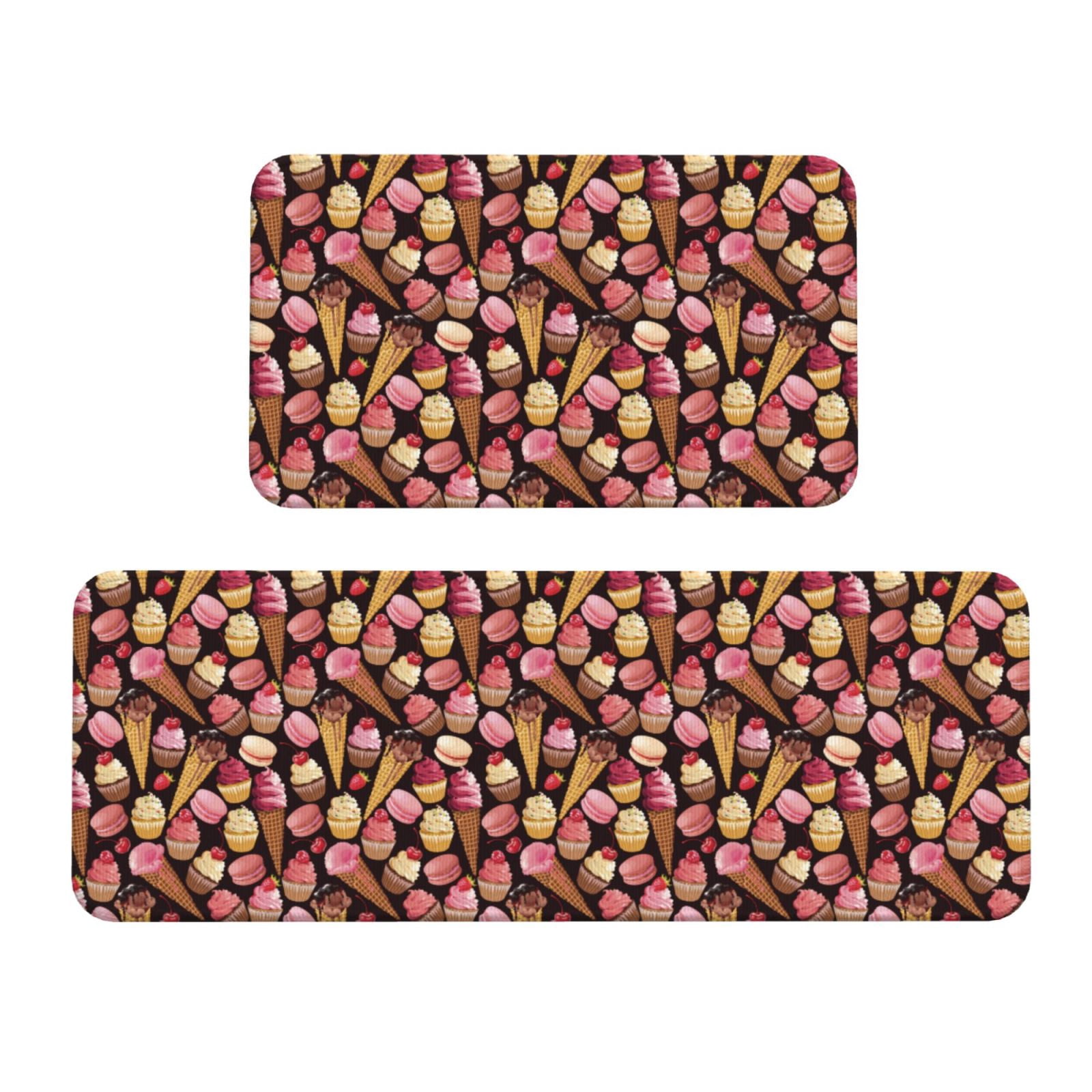 Logiee Ice Cream Cake Print Kitchen Mats for Floor Sets of 2,Waterproof ...