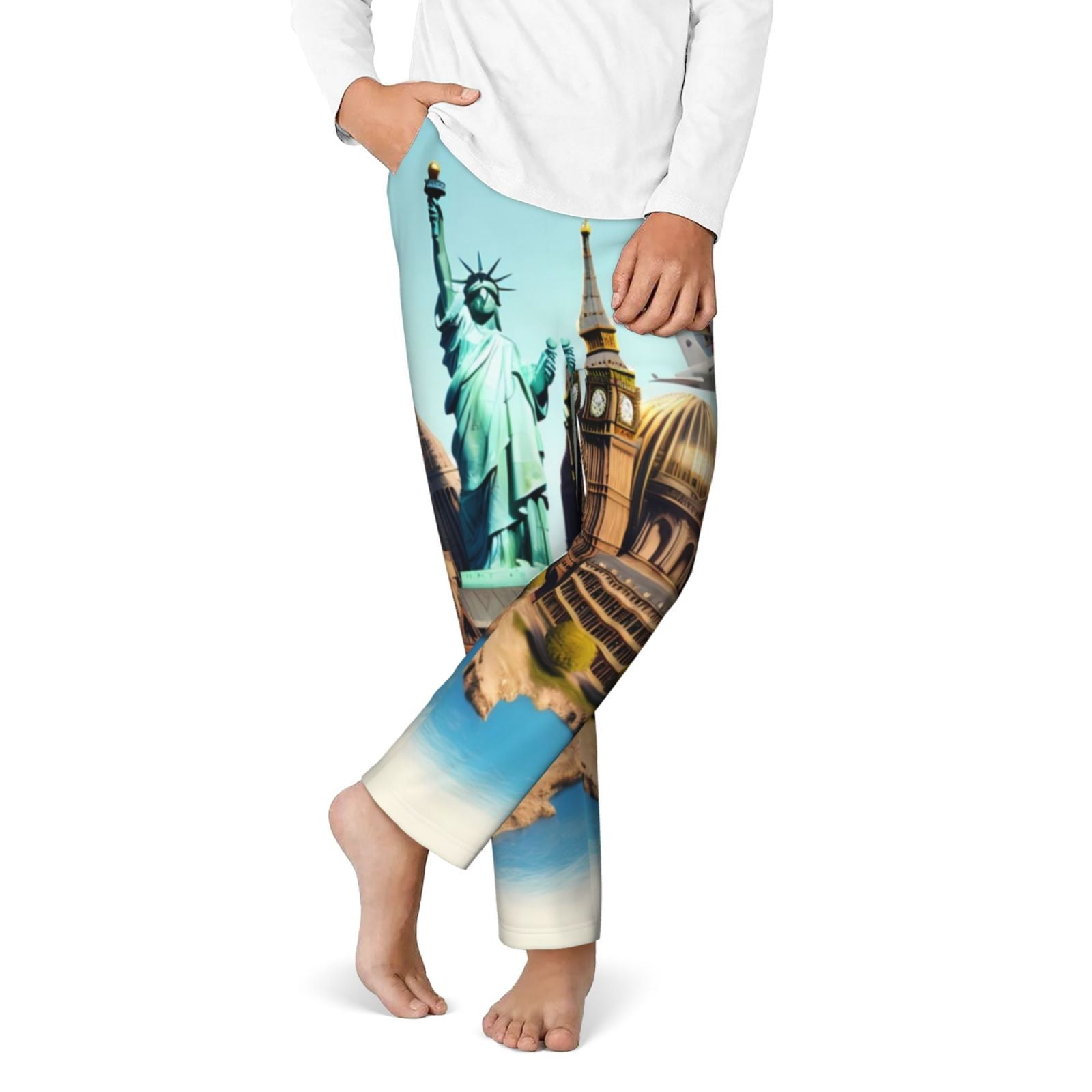 Logiee Iconic Global Landmarks Print Teenagers' Pajama Pants ,Boys ...