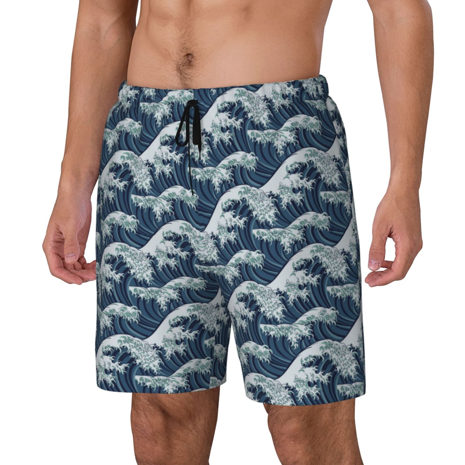 Logiee A Japanese Great Wave Print Men's Swim Trunk,Quick Dry Board ...