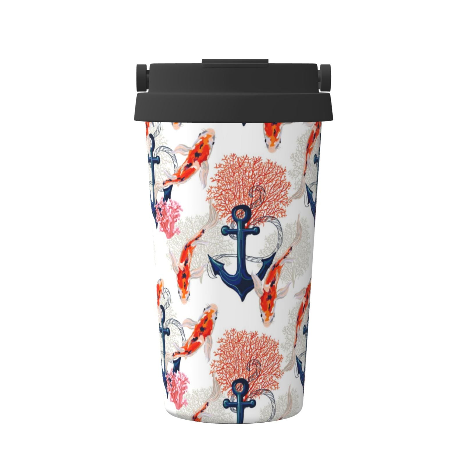Logiee Koi Fish And Corals Print Stainless Steel Coffee Tumbler, Travel ...