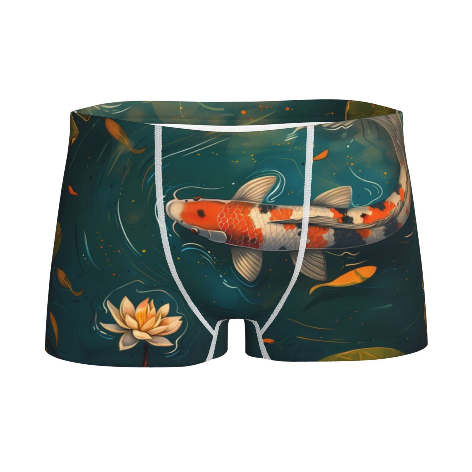 Logiee Koi Pond Lilies Print Boys' Boxer Briefs,Tween Boy Underwear ...