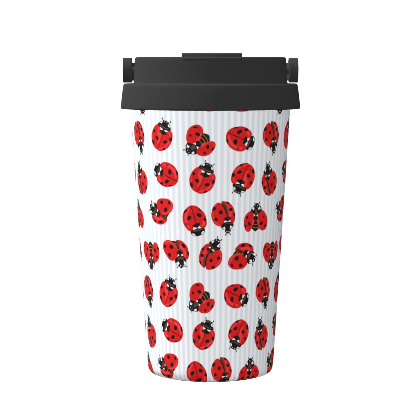 Logiee Ladybug On Blue Stripes Print Stainless Steel Coffee Tumbler ...