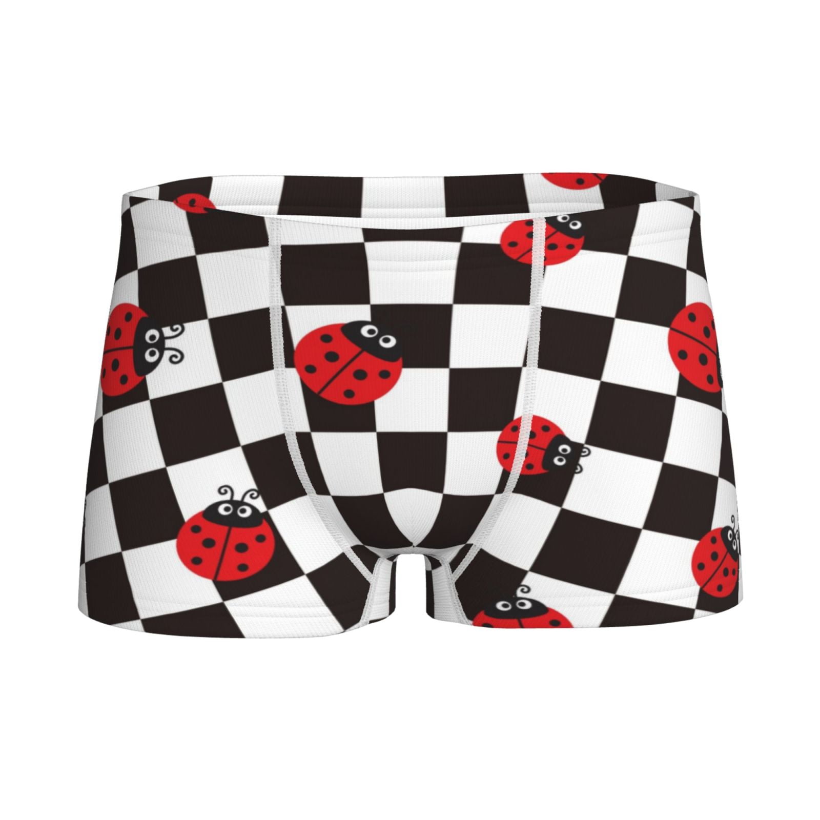 Logiee Ladybugs Of Black And White Checkers Print Boys' Boxer Briefs ...