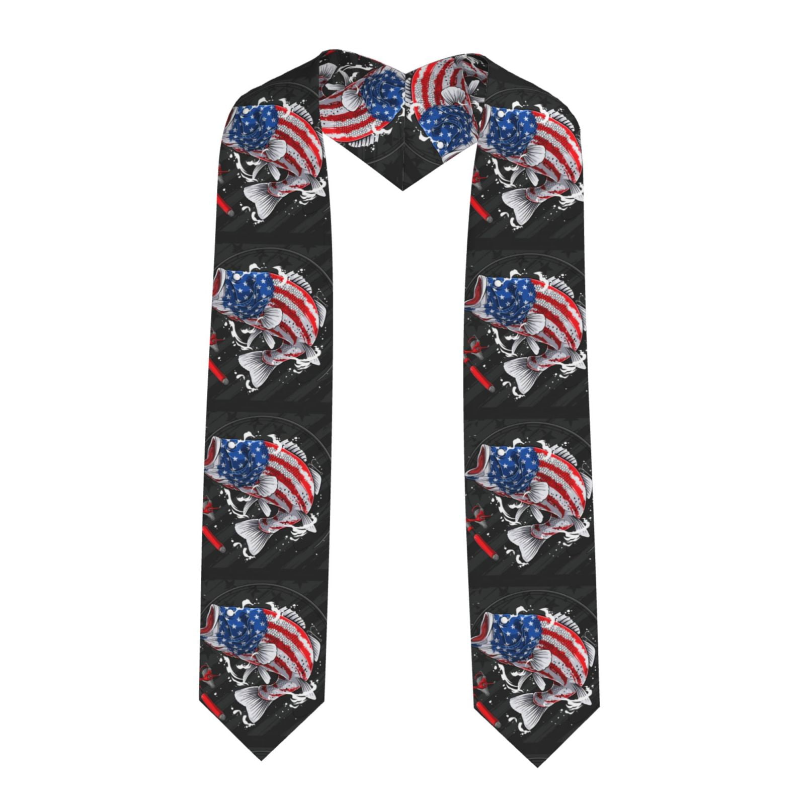 Logiee Largemouth Bass Fish in USA Print Unisex Adult Graduation Stole ...