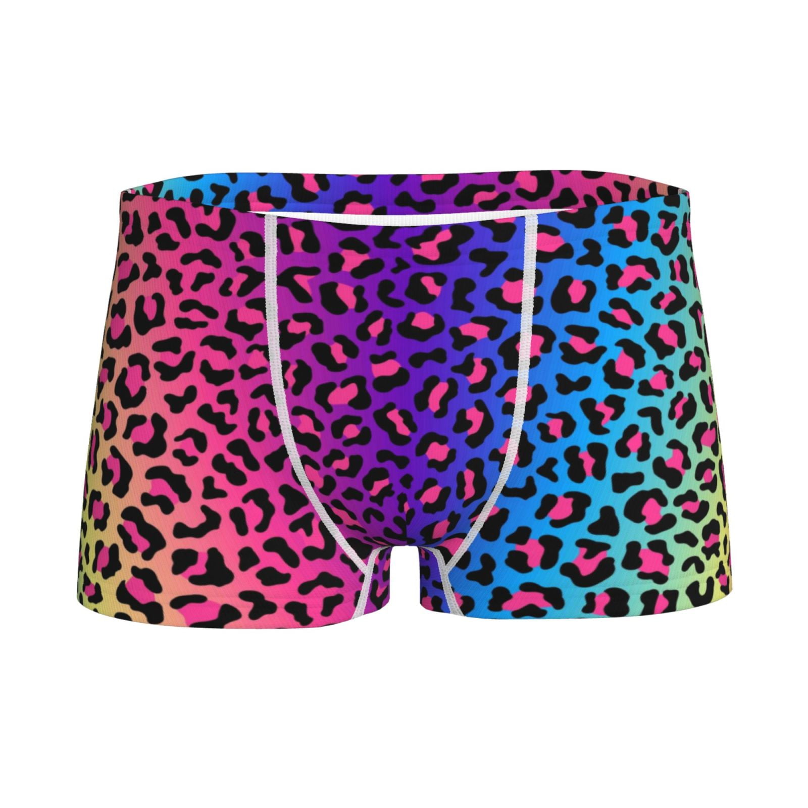 Logiee Leopard Neon Rainbow Gradient Print Boys' Boxer Briefs,Tween Boy ...