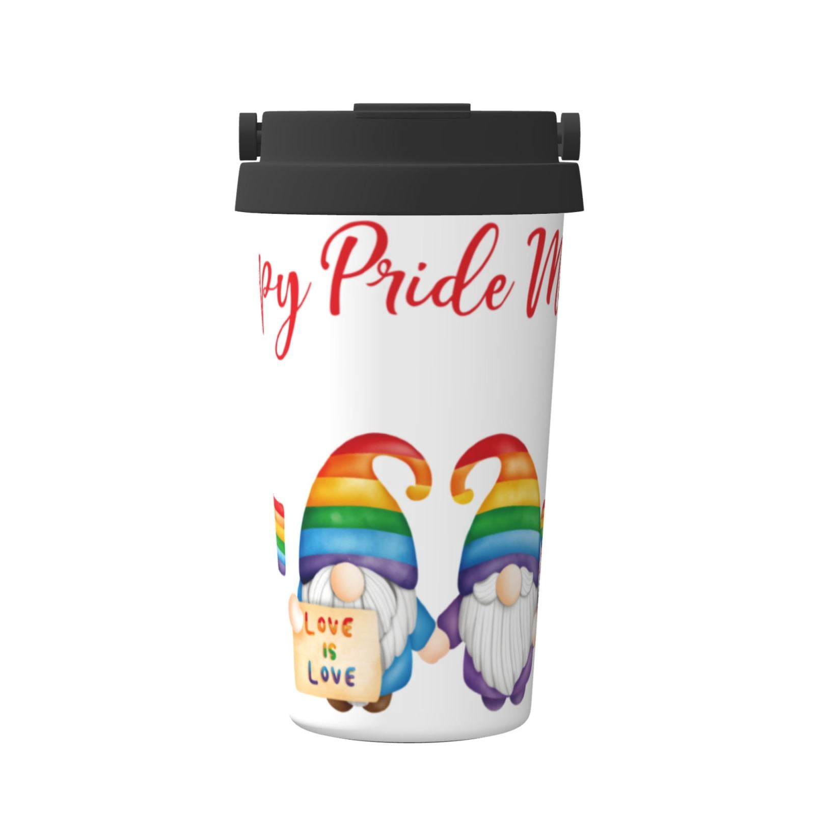 Logiee Lgbt Gnome Print Stainless Steel Coffee Tumbler, Travel Coffee ...