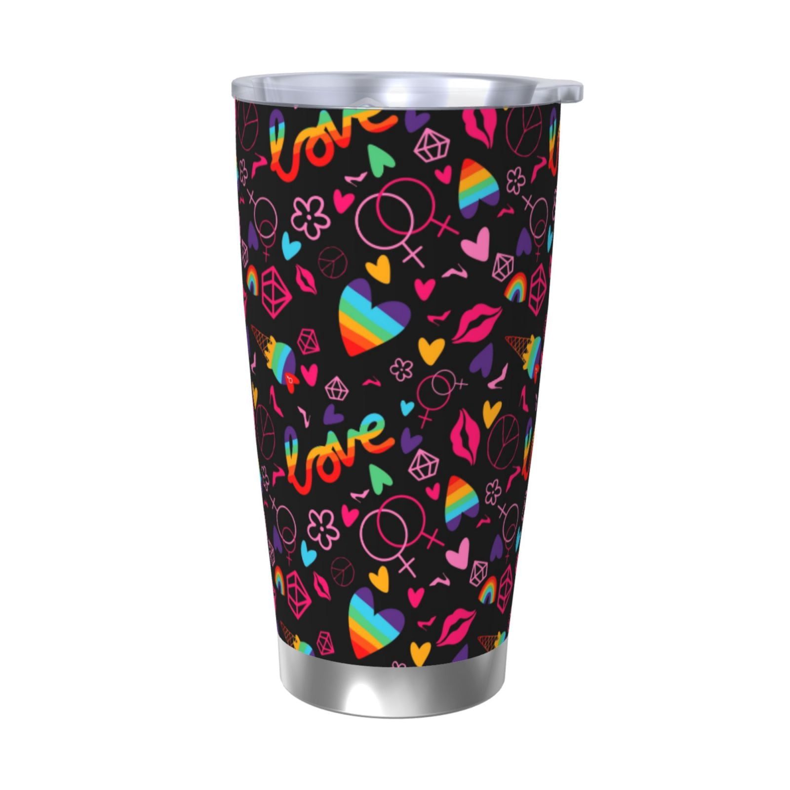 Logiee Lgbt Rainbow For Pride Print 20OZ Car Cup with Lid, Stainless ...