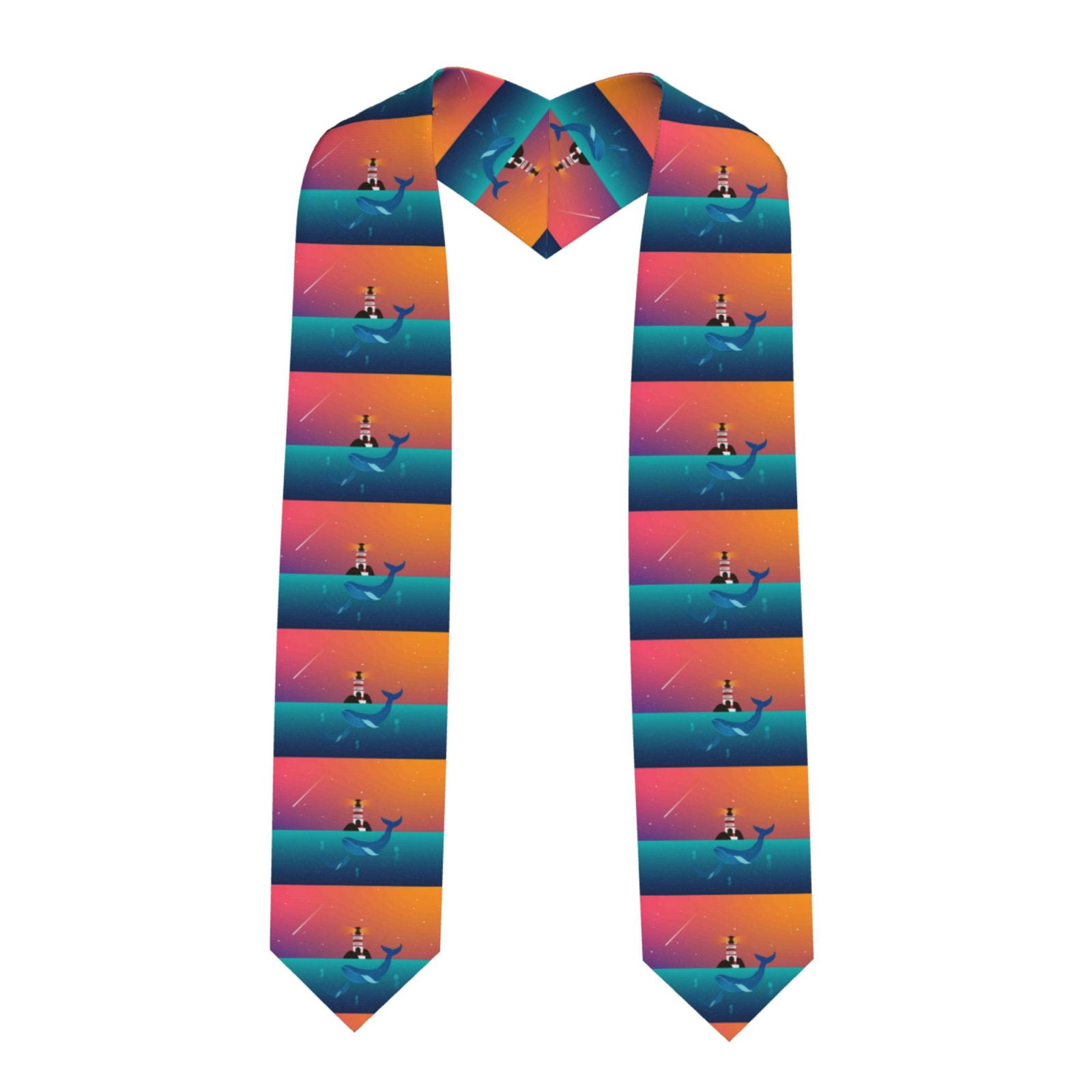 Logiee Lighthouse and Whale Print Unisex Adult Graduation Stole Shawl ...