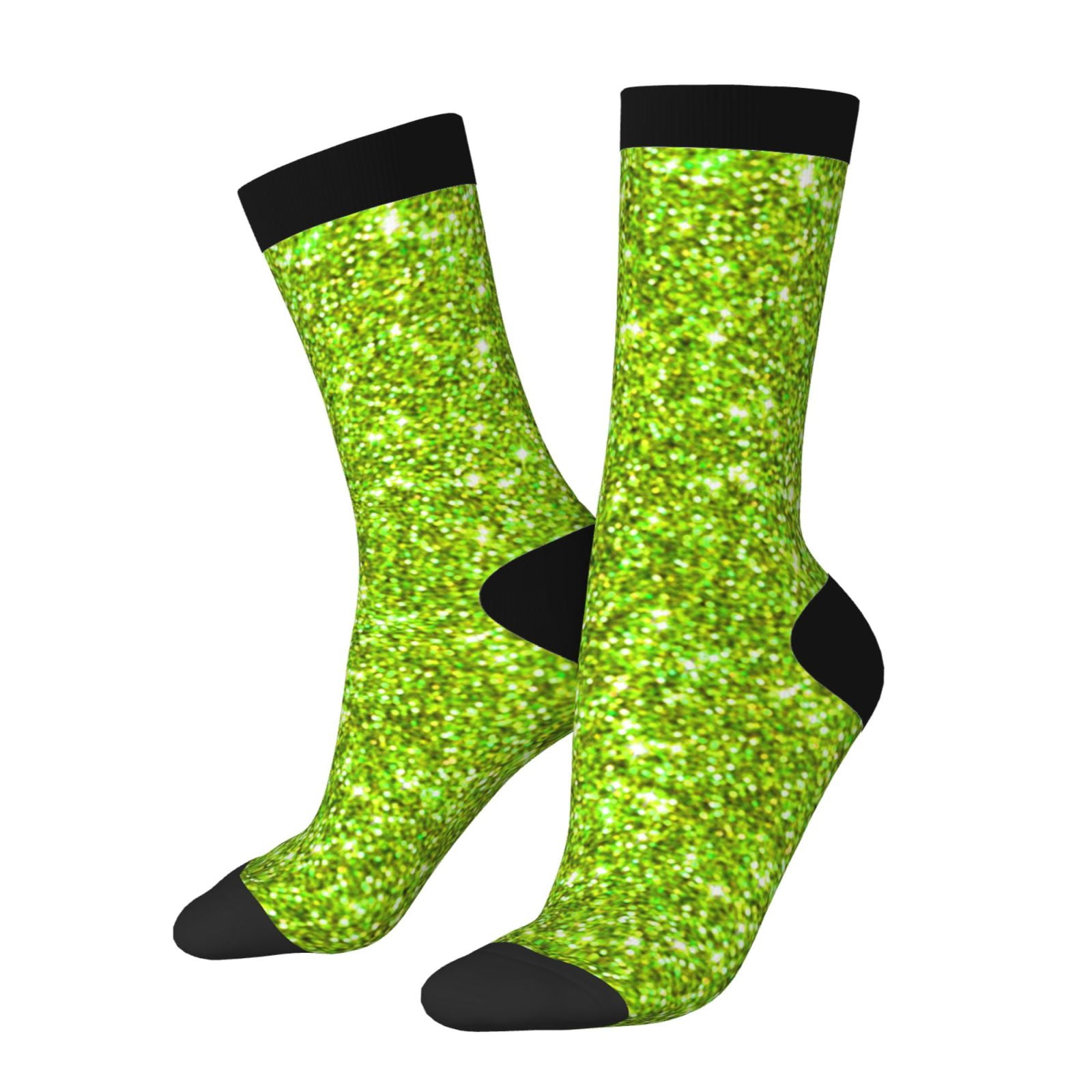 Logiee Lime green glitter Print Adult Socks for Men & Women,Calf Socks ...