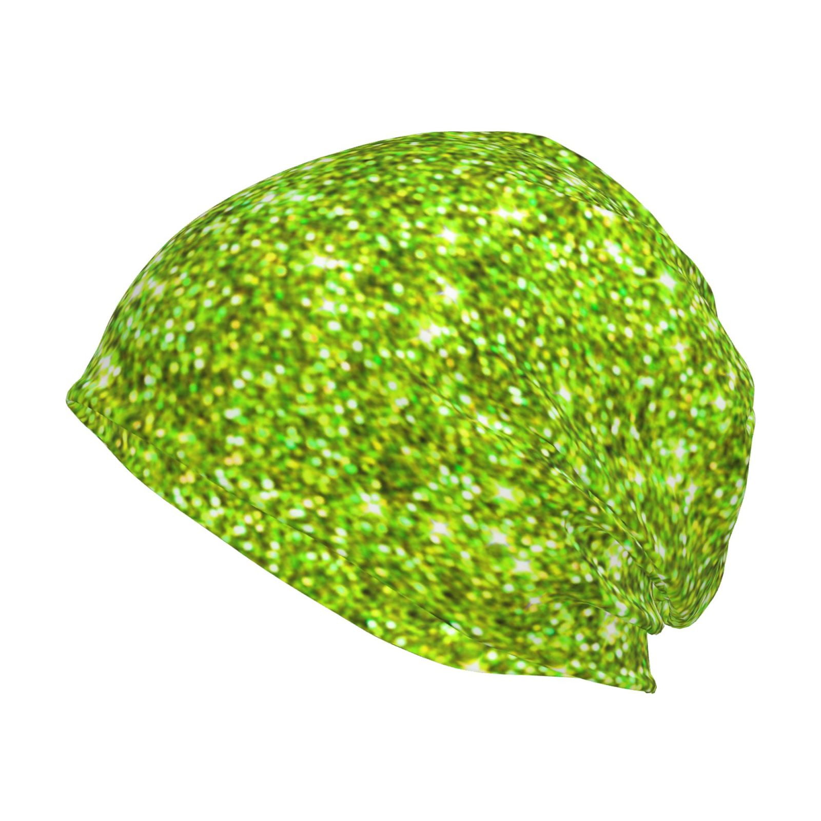 Logiee Lime green glitter Print Unisex Knit Beanie for Men Women Winter ...