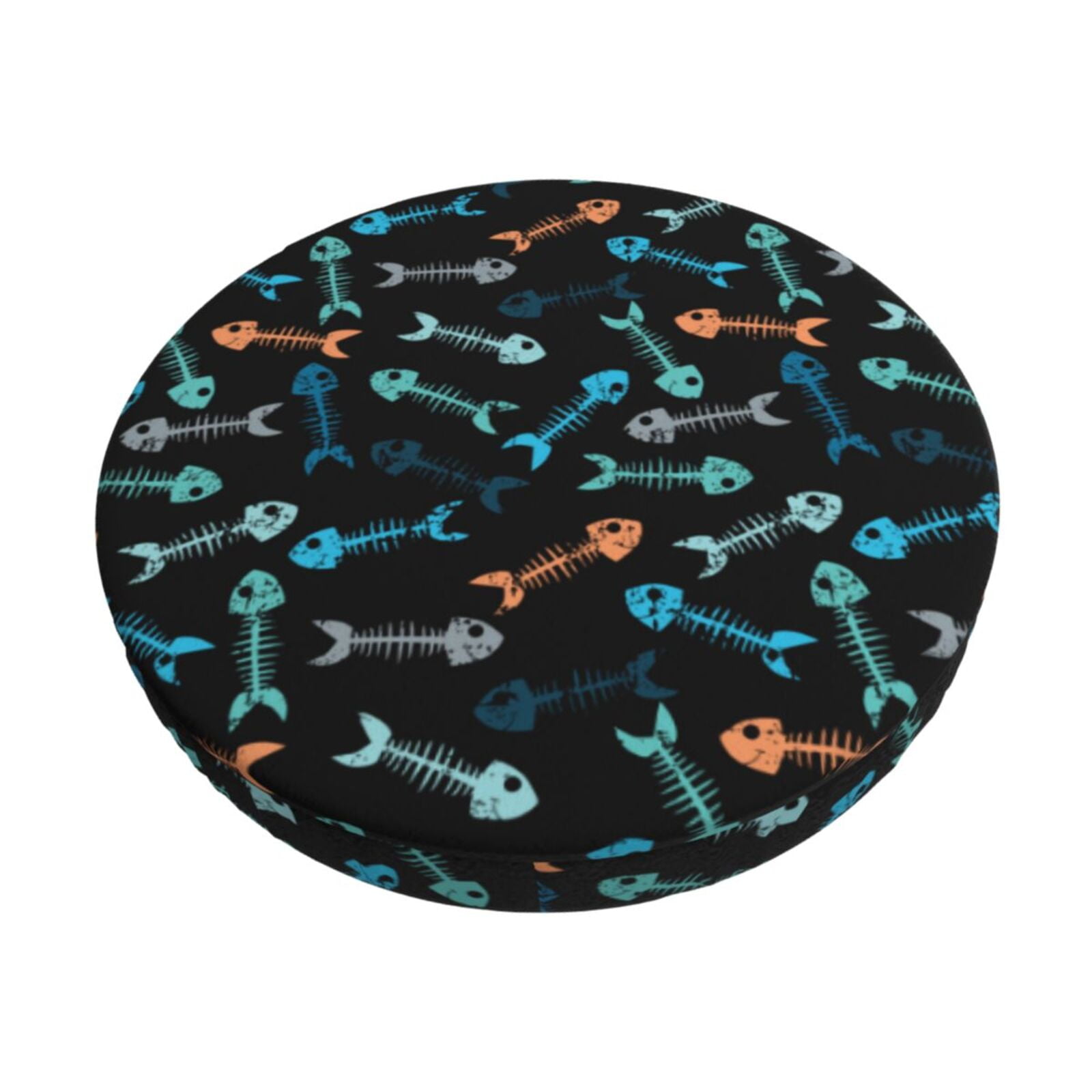 Logiee Little Fish Skeleton Print Stool Covers Round,Bar Stool Covers ...