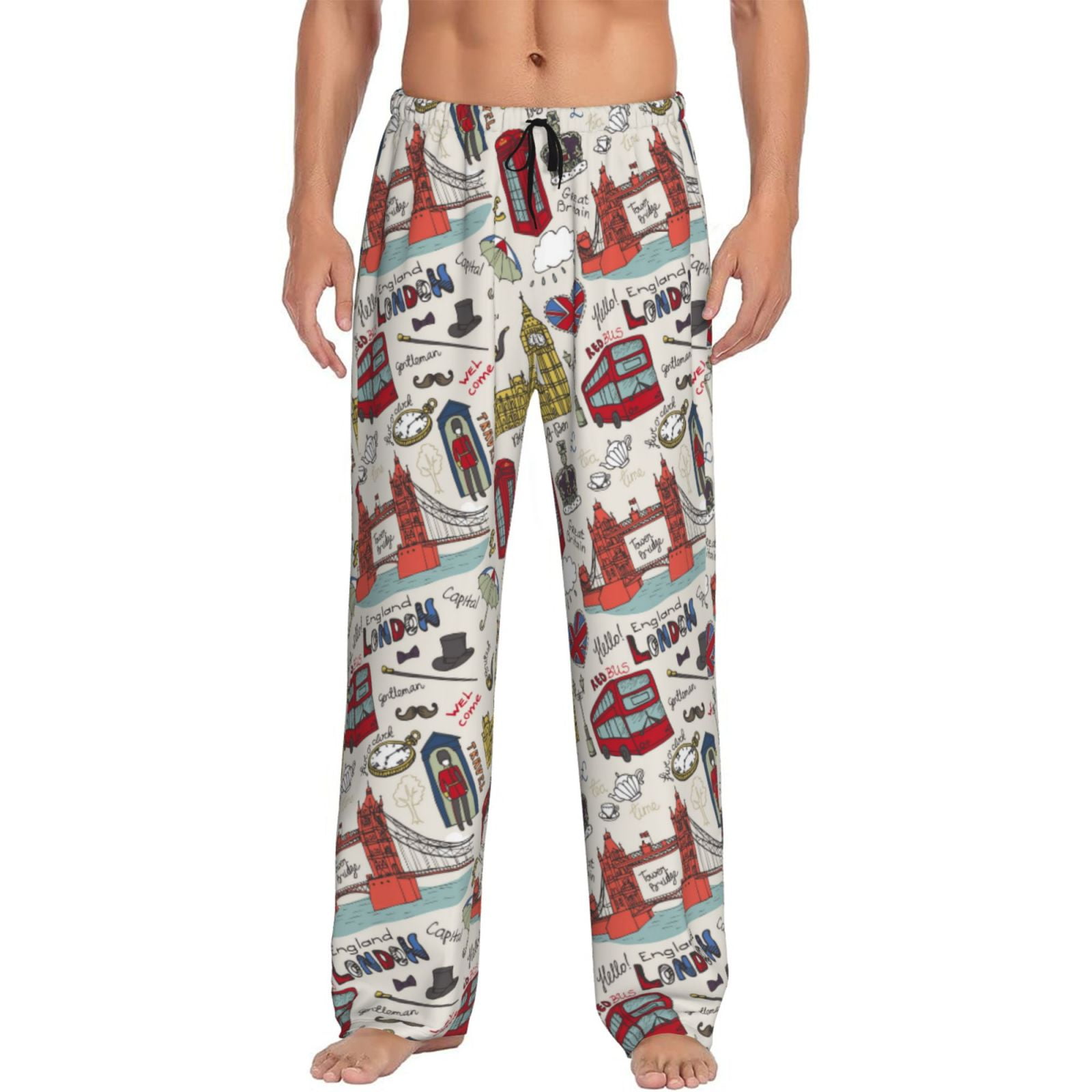 Logiee London Landmark1 Print Pajama Pants for Men,Men’s Pajama Bottoms ...