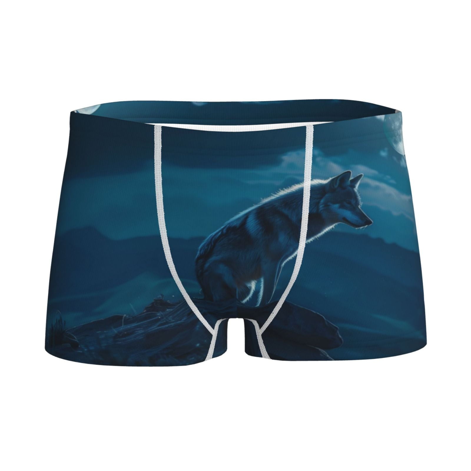 Logiee Lonely Night Wolf Print Boys' Boxer Briefs,Tween Boy Underwear ...