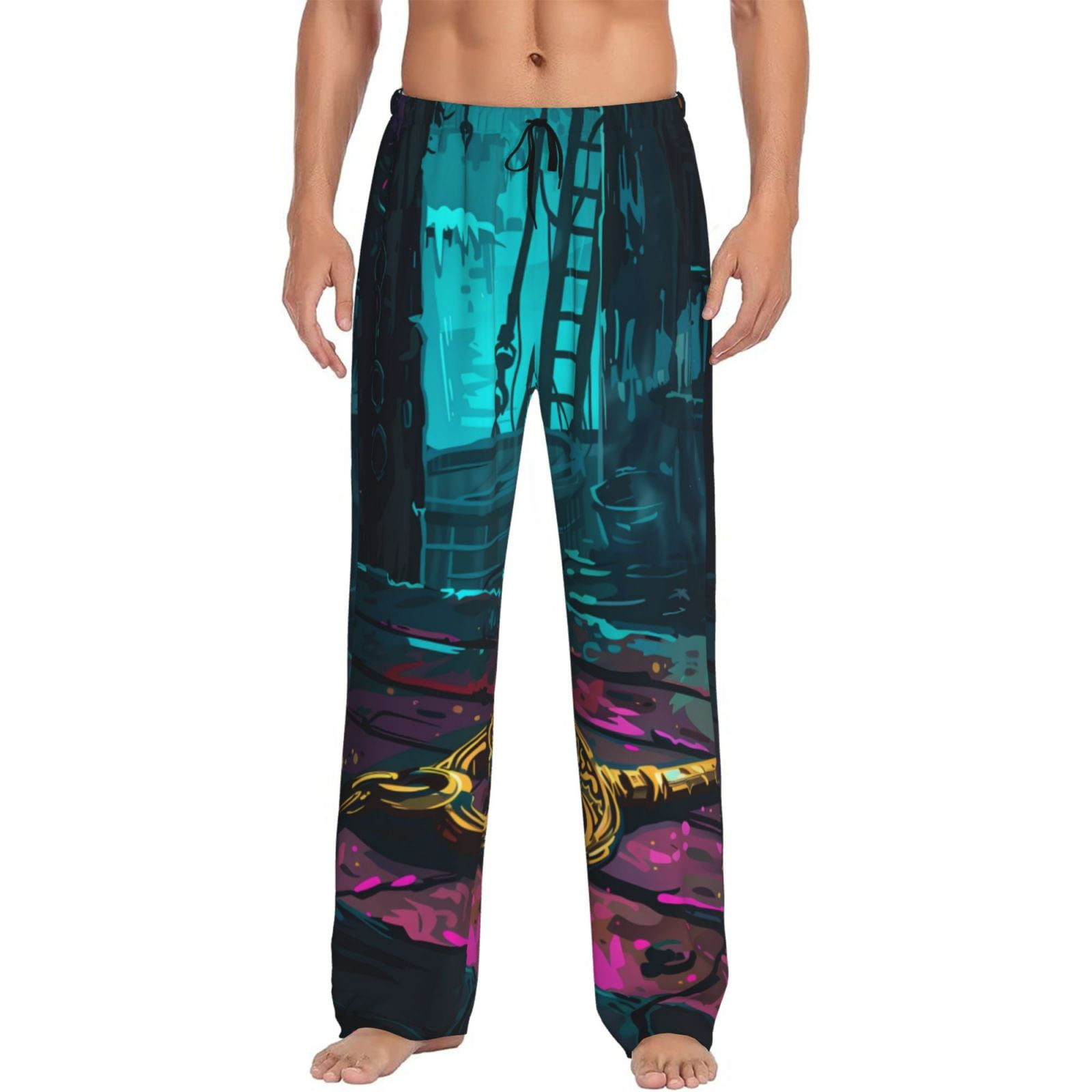 Logiee Lost Golden Key Print Pajama Pants for Men,Men’s Pajama Bottoms ...
