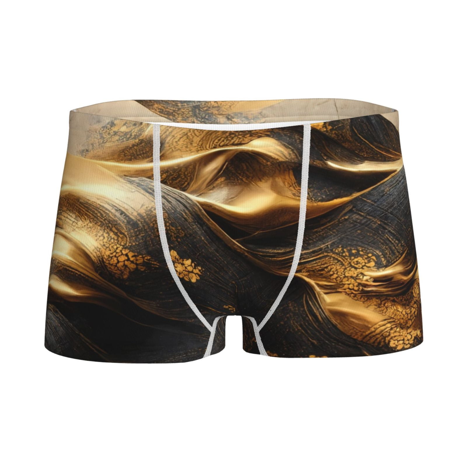 Logiee Luxurious Gold Flow Print Boys' Boxer Briefs,Tween Boy Underwear ...
