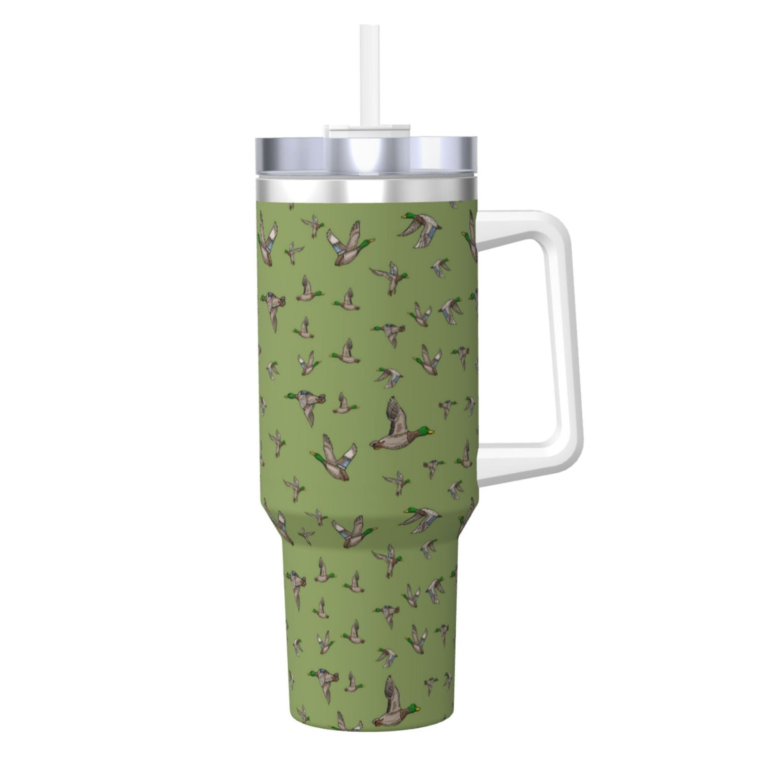 Logiee Mallard Duck Print 40OZ Ice Bully Cup with Handle and Straw ...