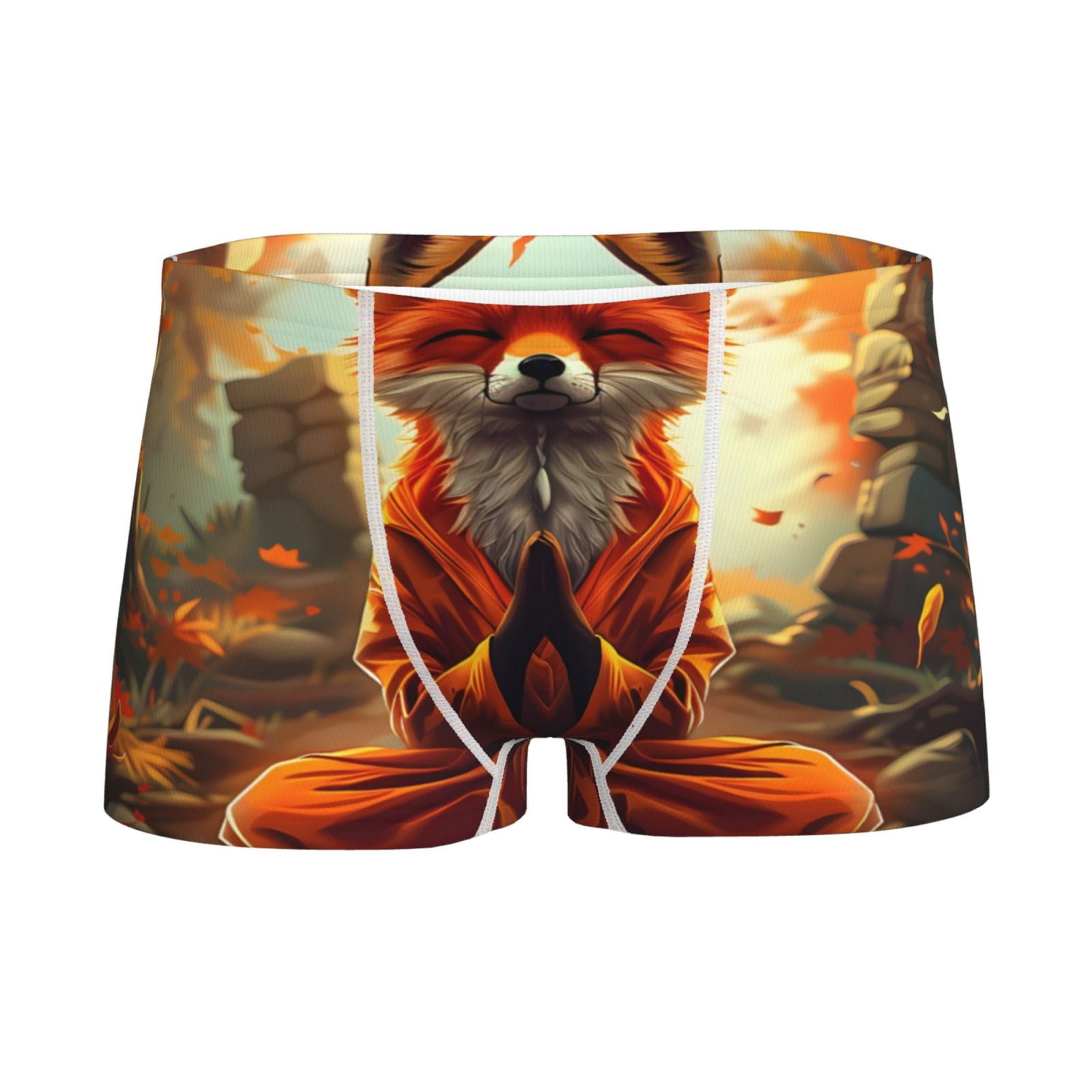 Logiee Maple Leaf Meditating Fox Print Boys' Boxer Briefs,Tween Boy ...