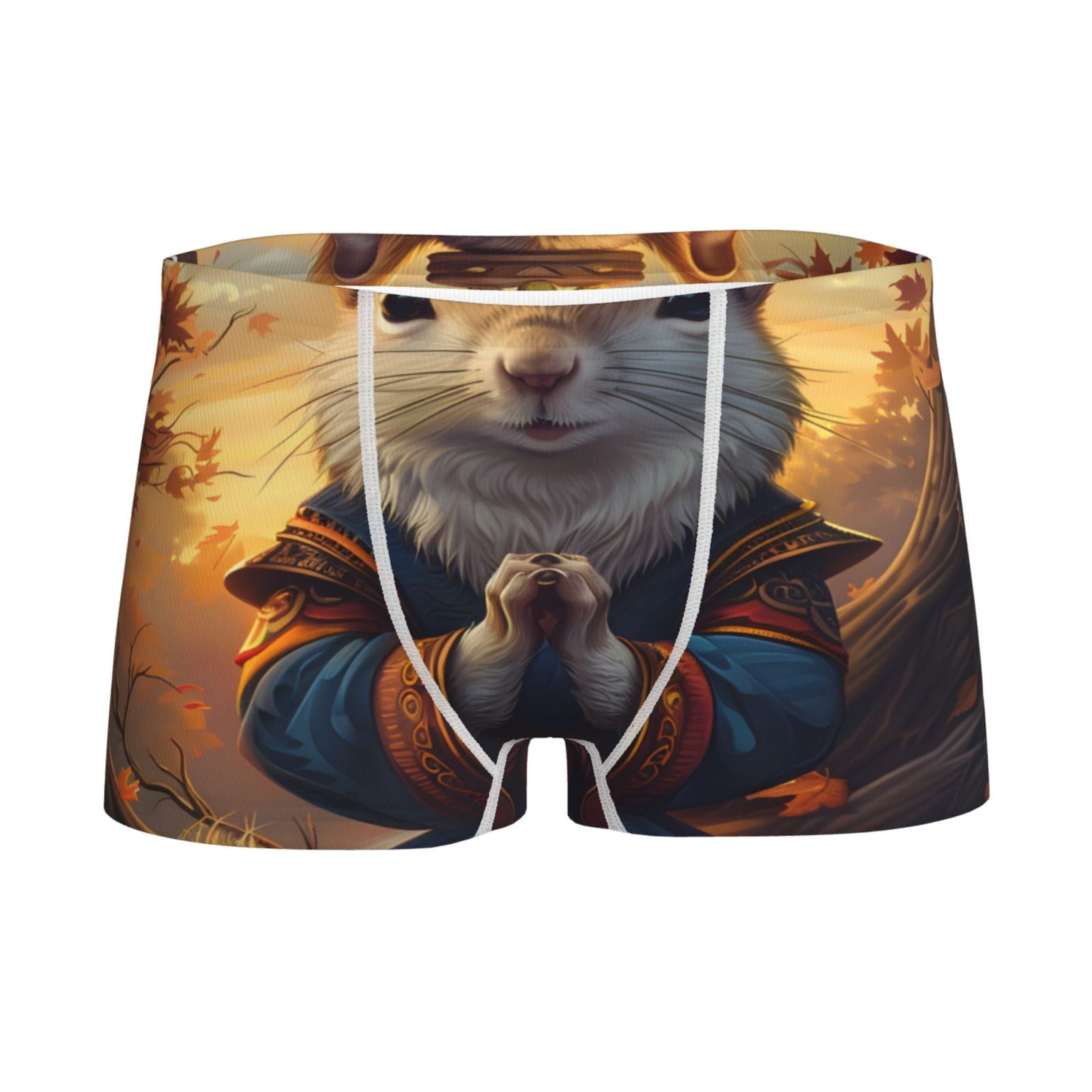 Logiee Maple Leaf Meditating Squirrel Print Boys' Boxer Briefs,Tween ...