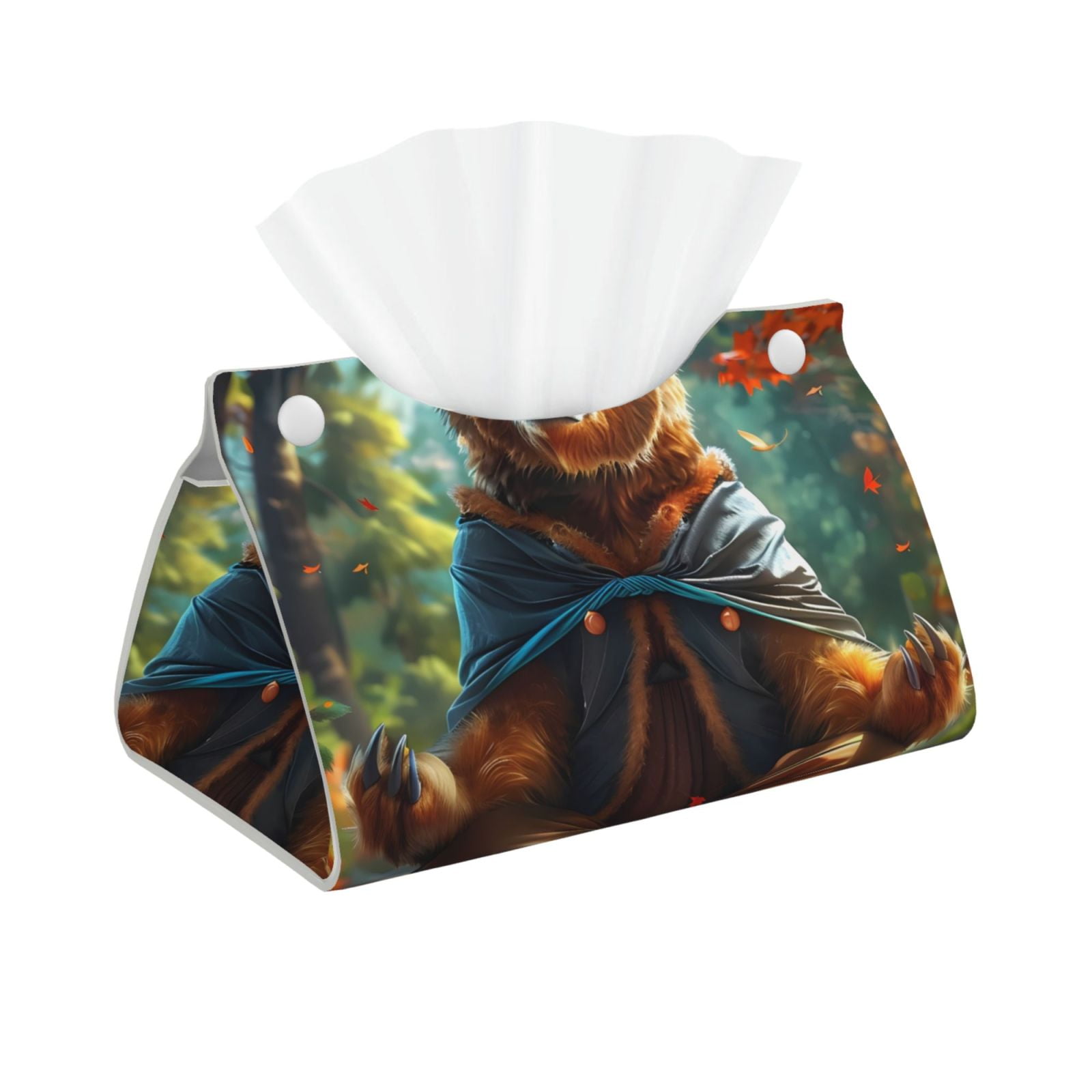 Logiee Maple Meditating Bear Print Tissue Box Cover,Stylish Tissue Box ...