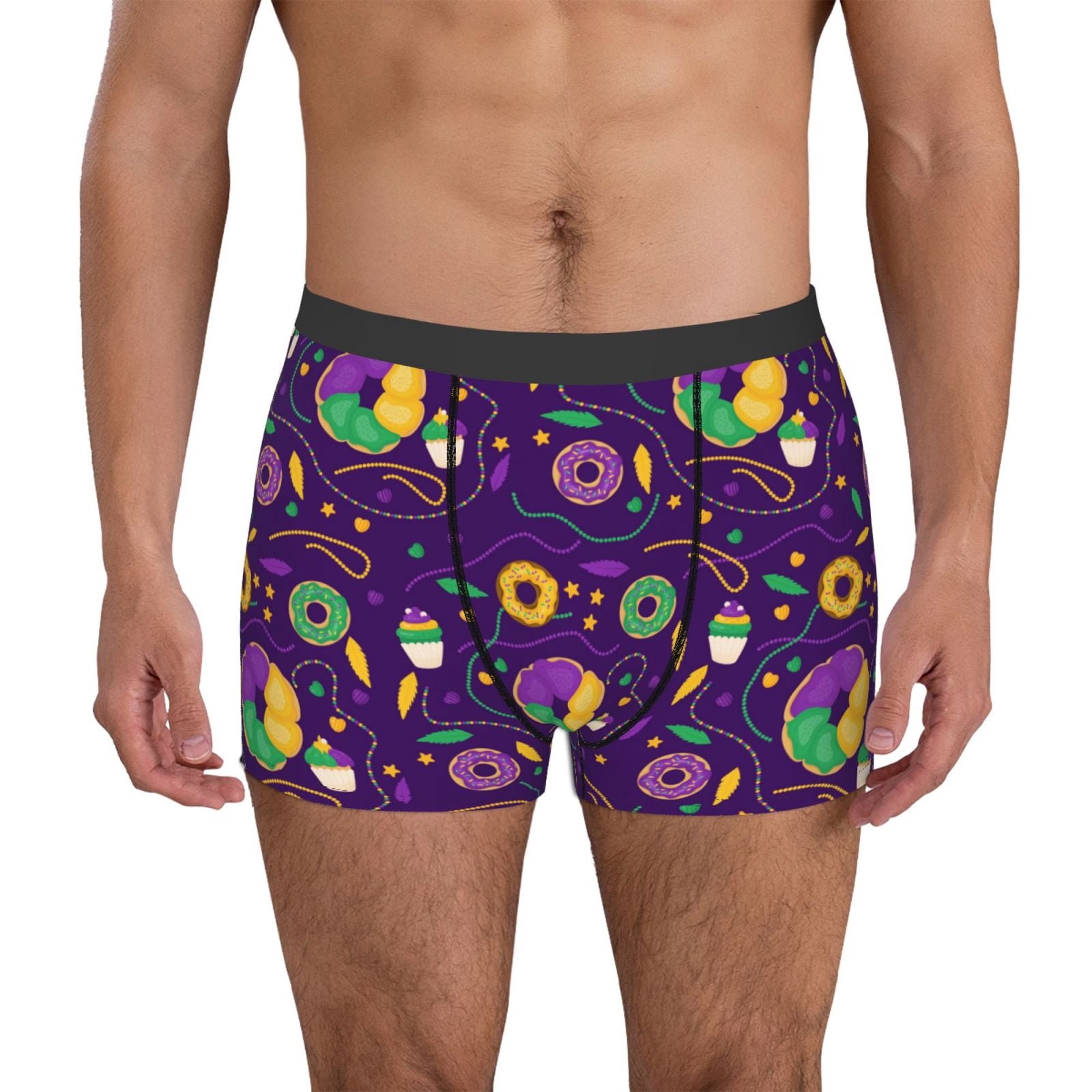 Logiee Mardi Gras and Donuts Print Mens Boxer Briefs,Boxer Briefs for ...