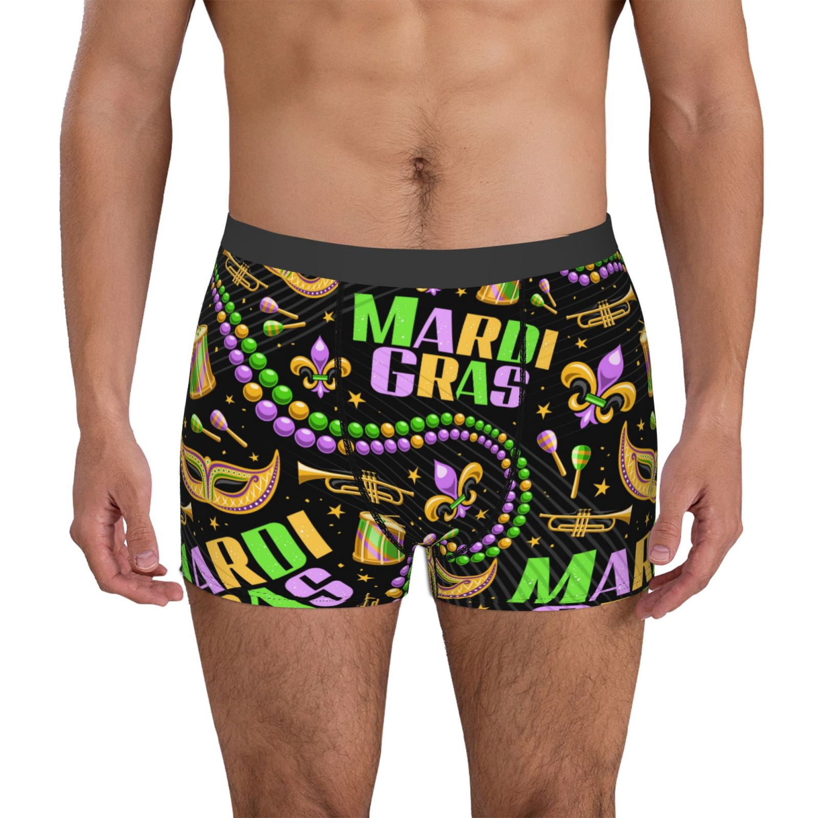 Logiee Mardi Gras3 Print Mens Boxer Briefs,Boxer Briefs for Men ...