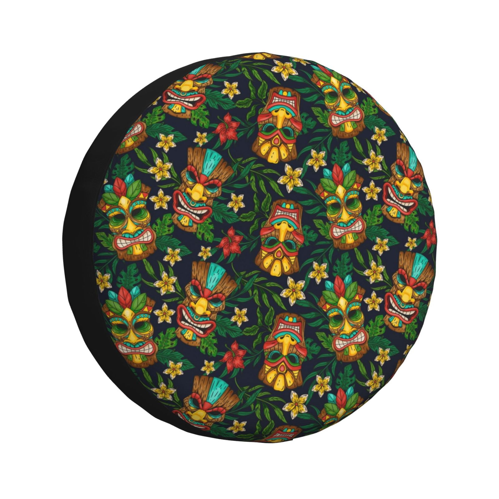 Logiee Mask Tropical Flower Print Spare Tire Cover, Universal Wheel ...