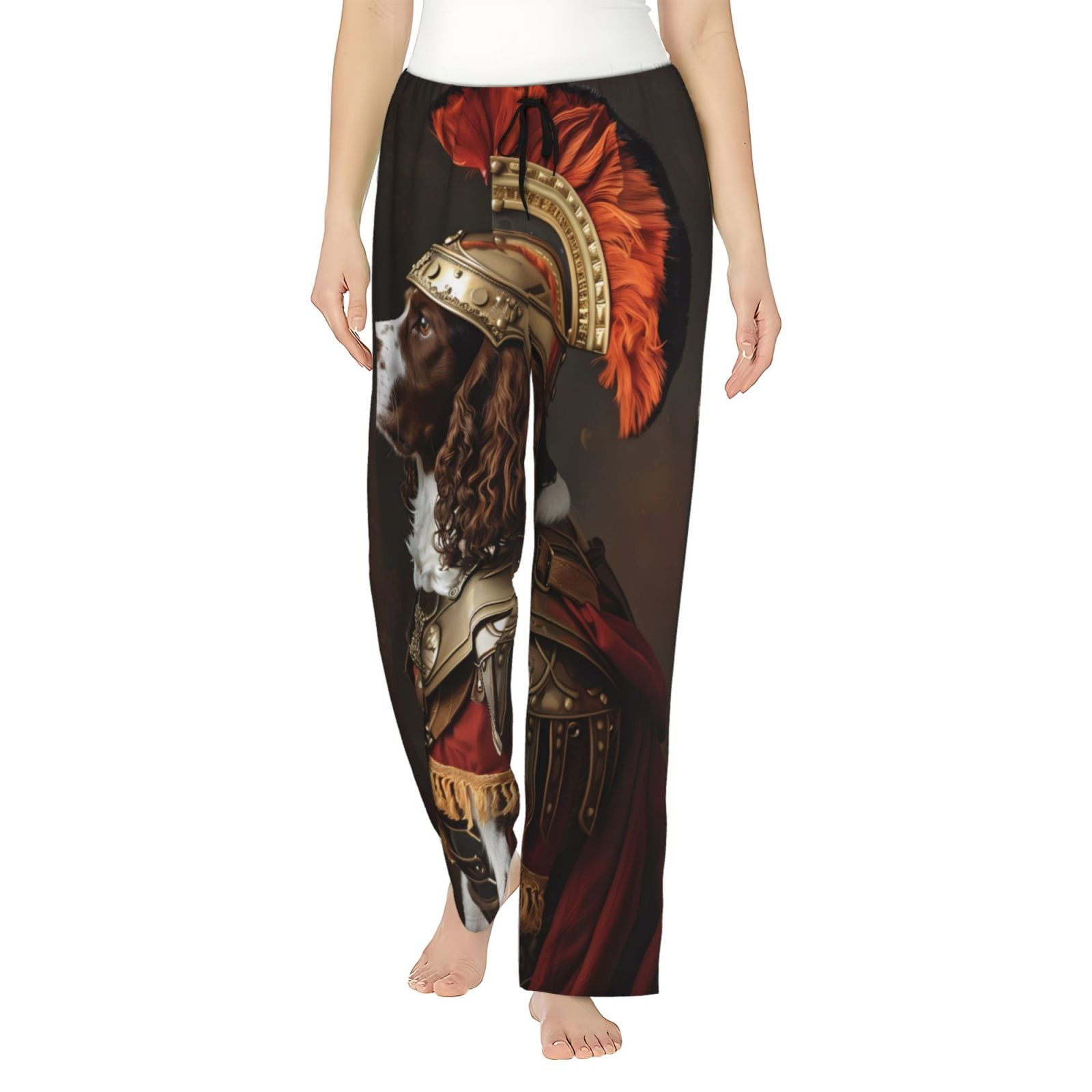 Logiee Medieval Knight Dog Print Women Pajama Pants,Comfy Pj Bottom ...